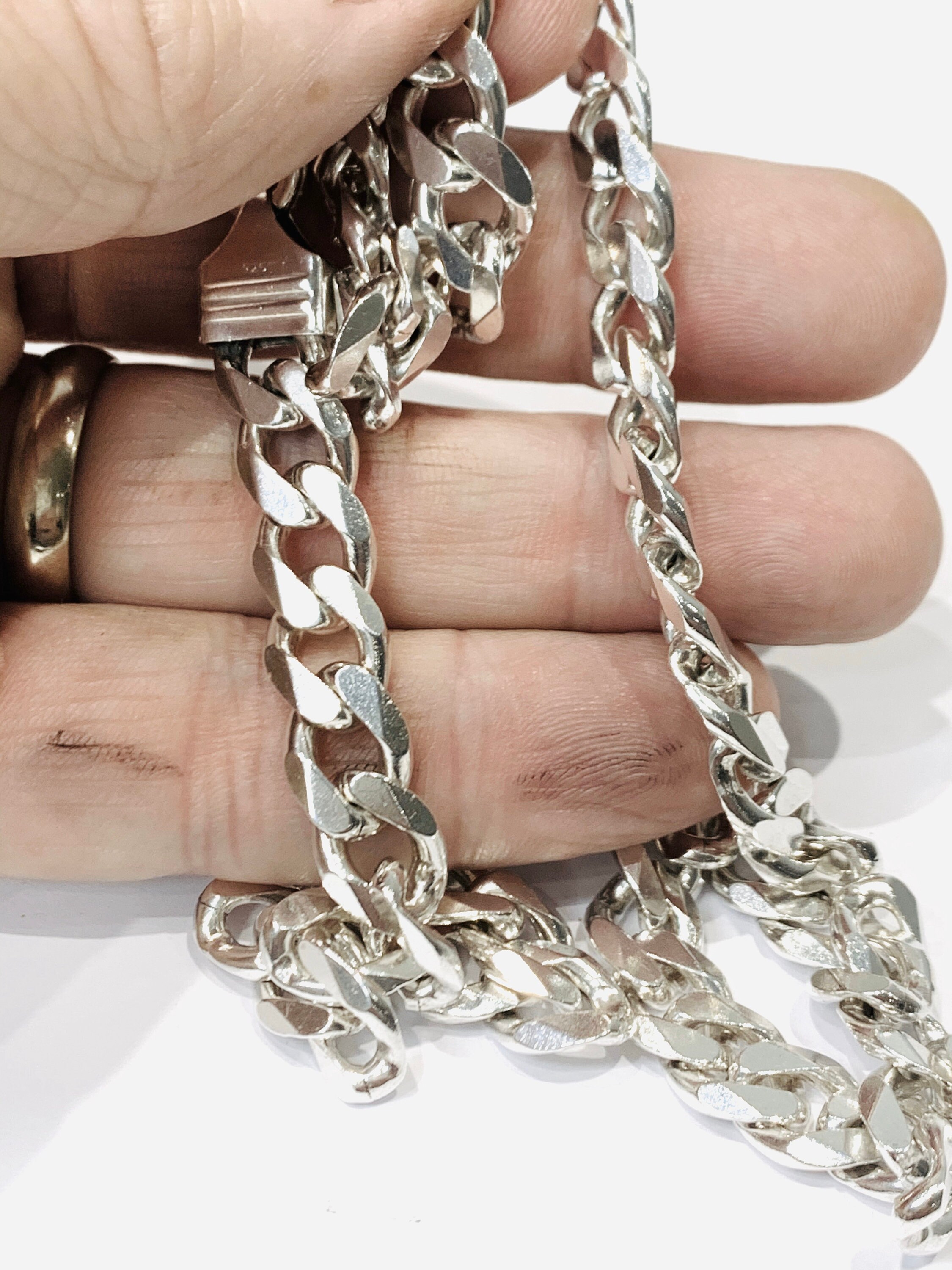 Vintage heavy 19 inch sterling silver curb link chain - fully ...