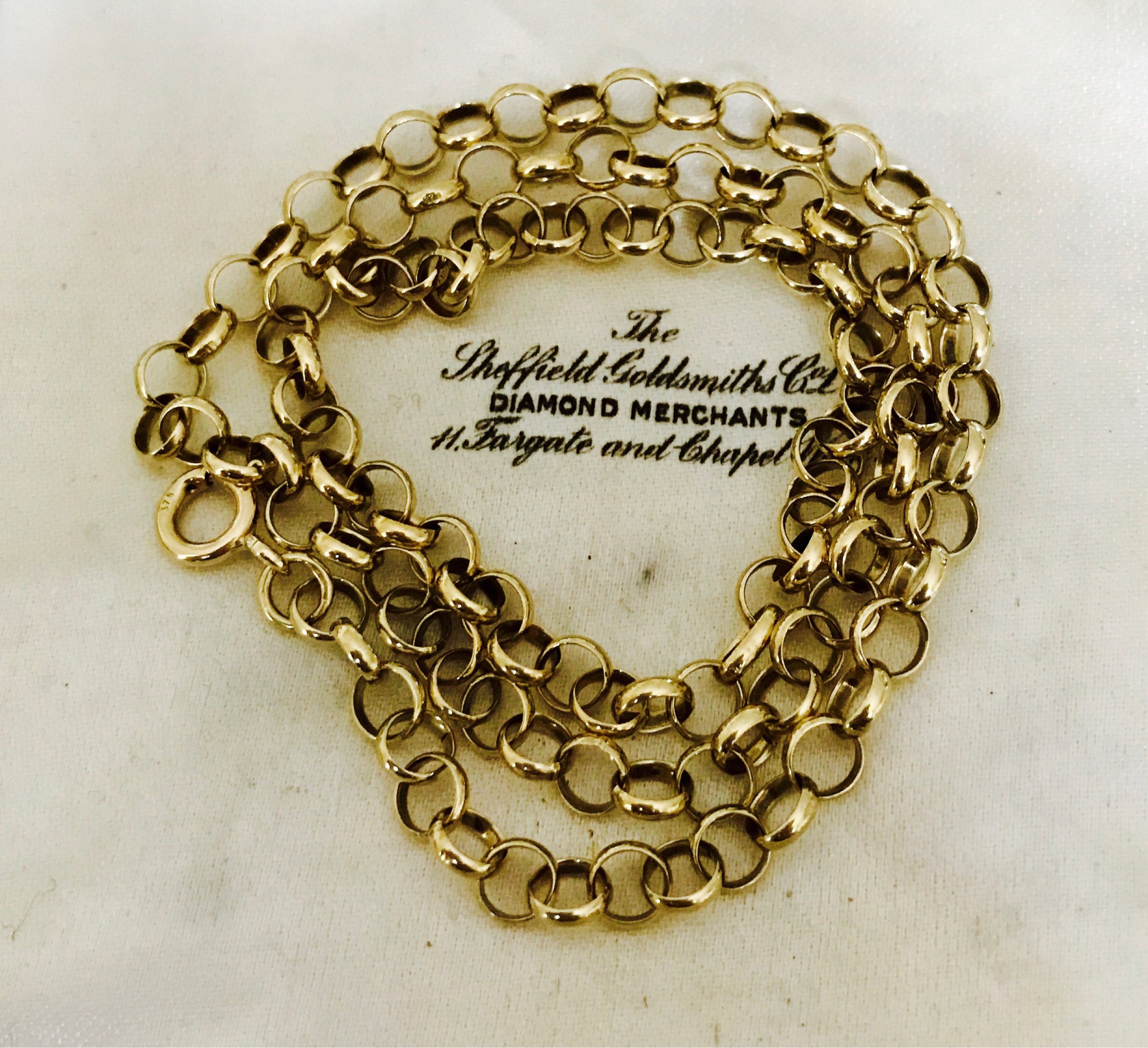 Vintage 9ct yellow gold 19 inch Belcher style chain - fully hallmarked ...