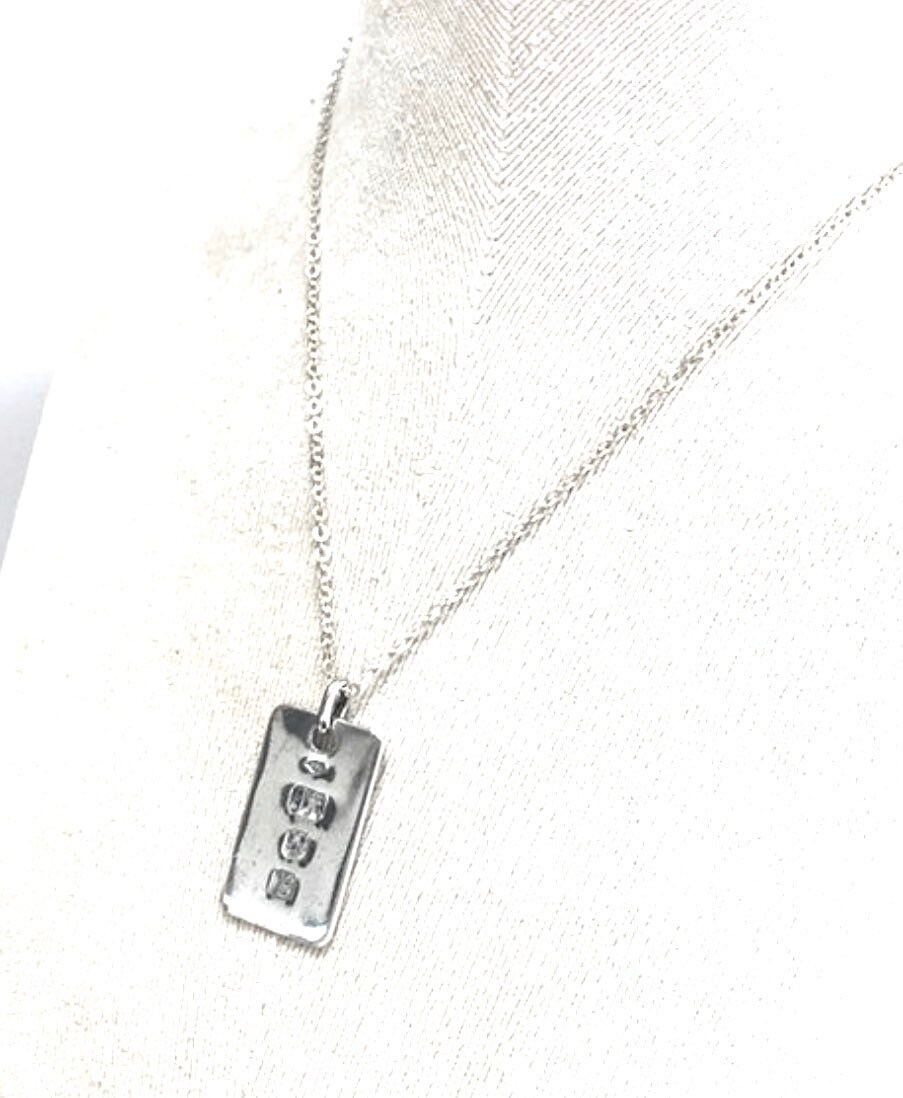 Stunning vintage Sterling Silver Dog tag pendant and chain - hallmarked ...