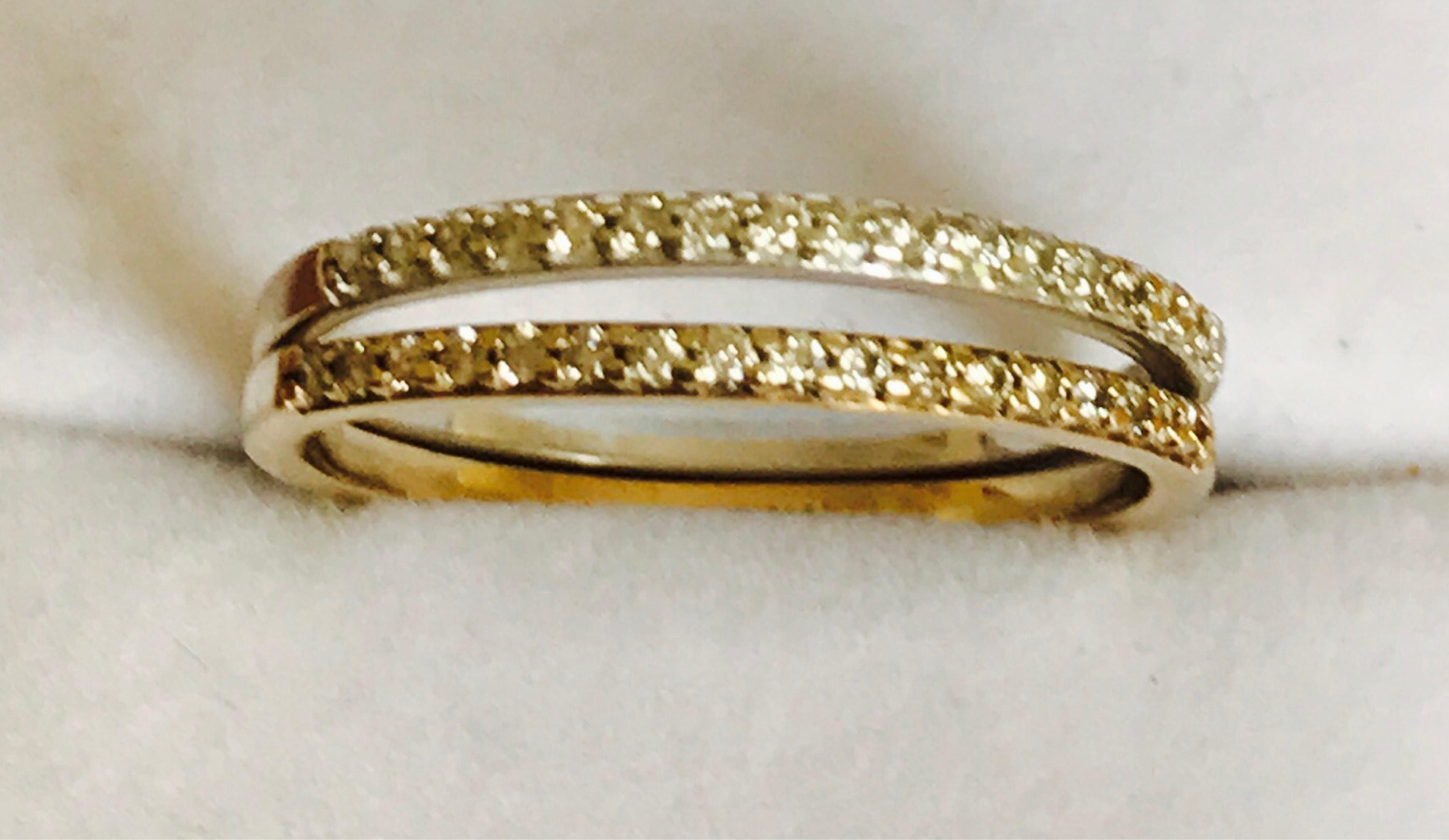 Two beautiful vintage 9ct white & yellow gold Diamond stacking rings ...
