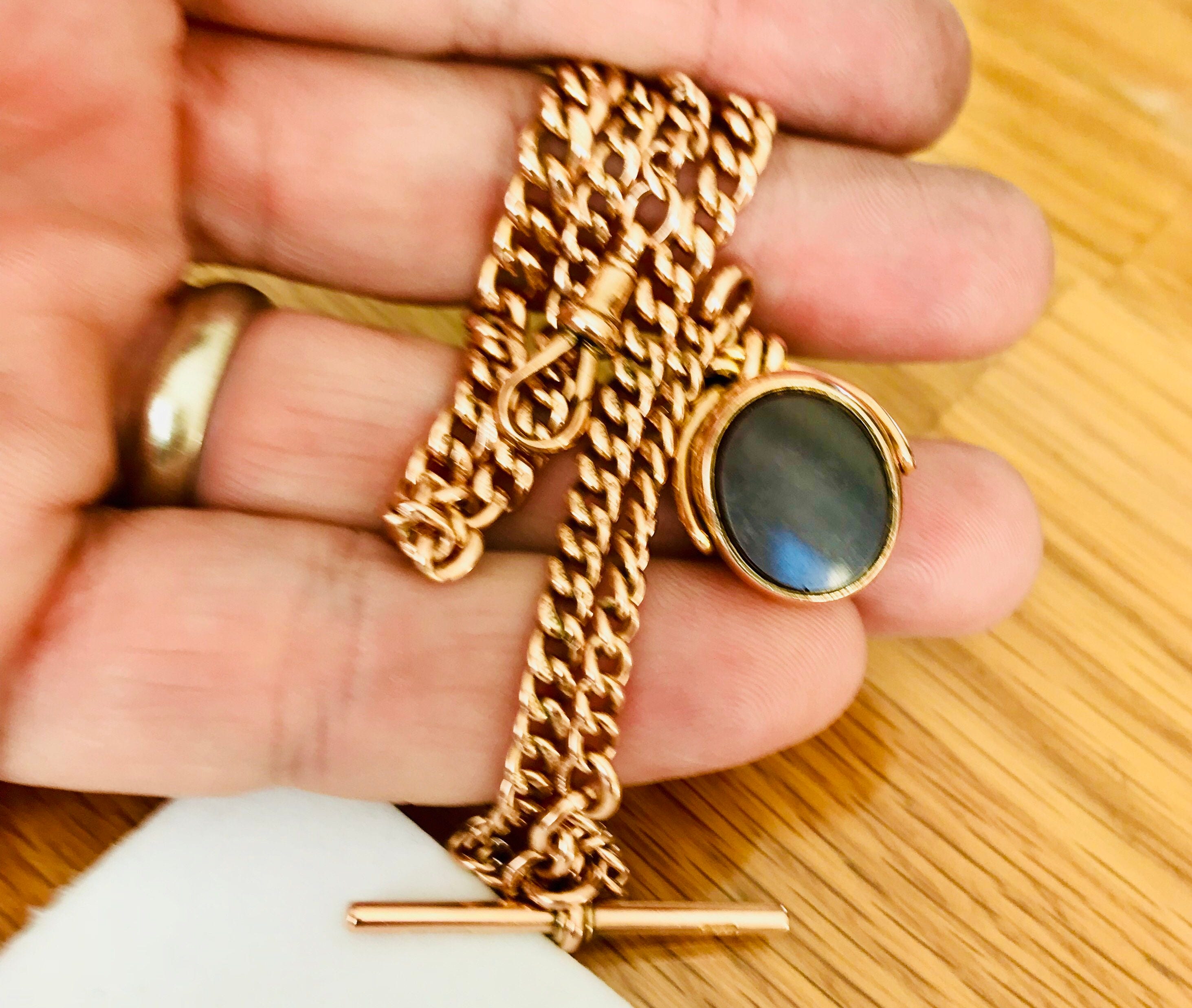 Beautiful antique 9ct rose gold graduated Albert pocket watch chain ...