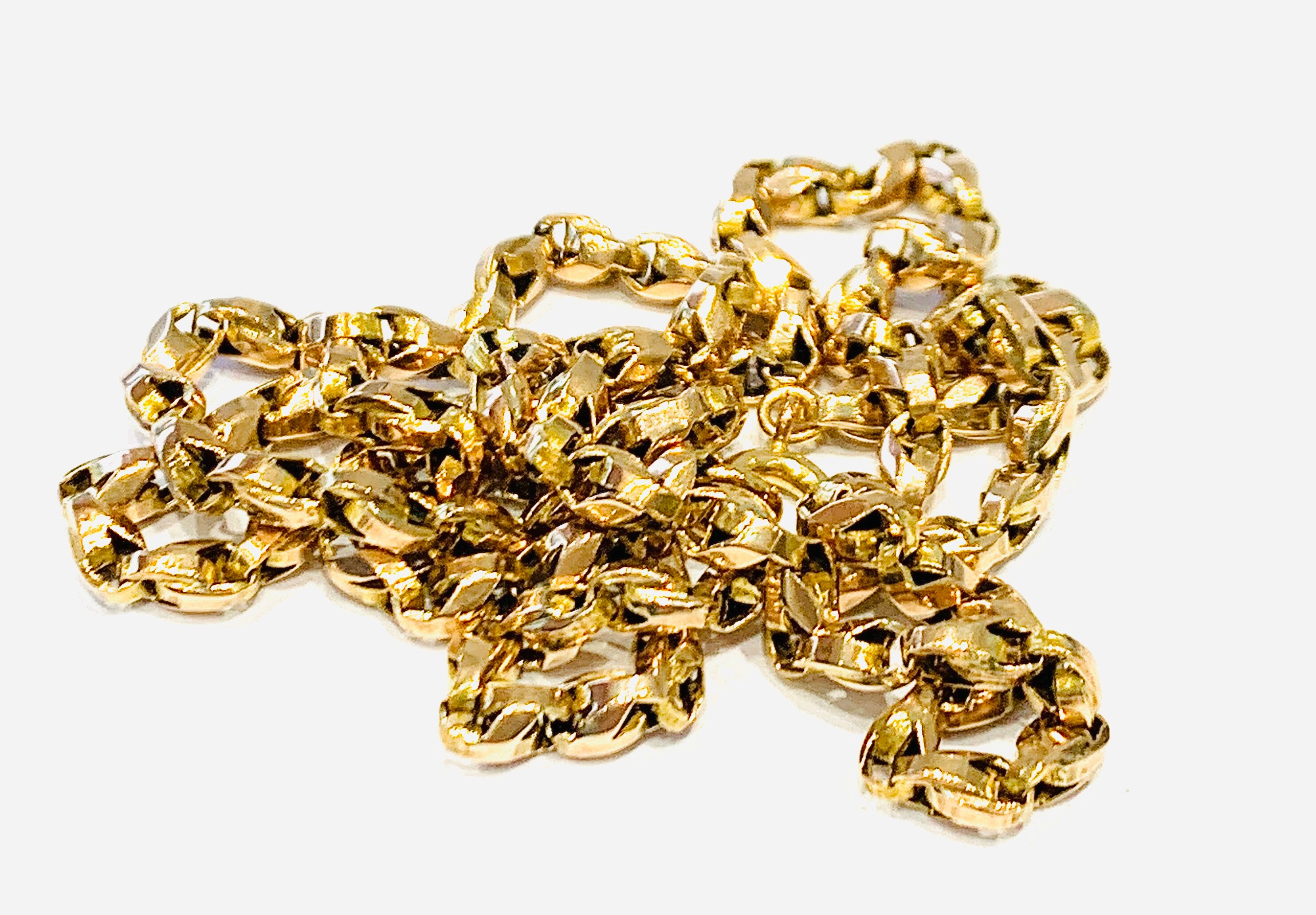 Superb antique 9ct gold 18 inch fancy 'Tulip Link' chain