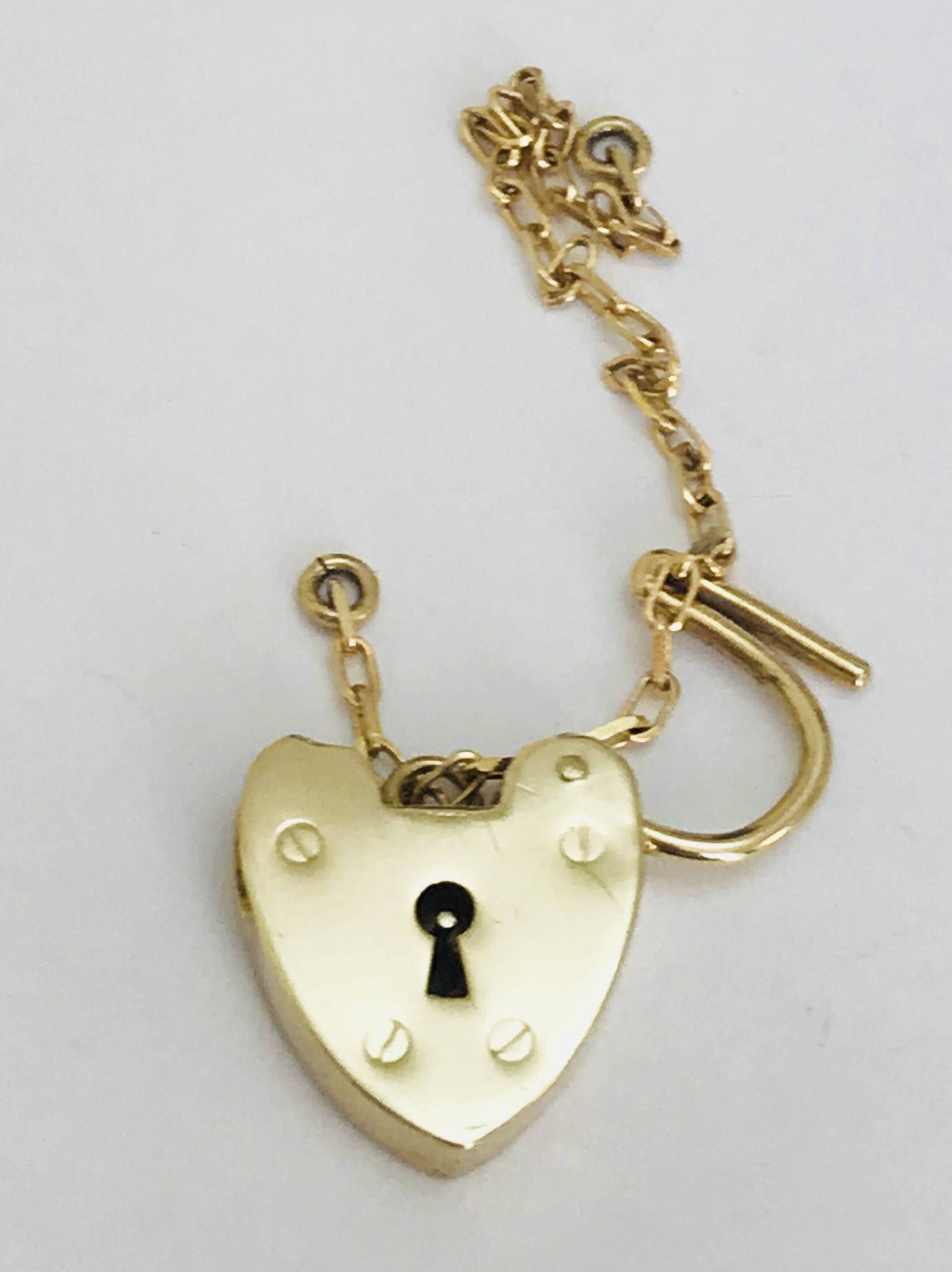 Vintage 9ct gold padlock and safety chain for bracelet - Hallmarked ...