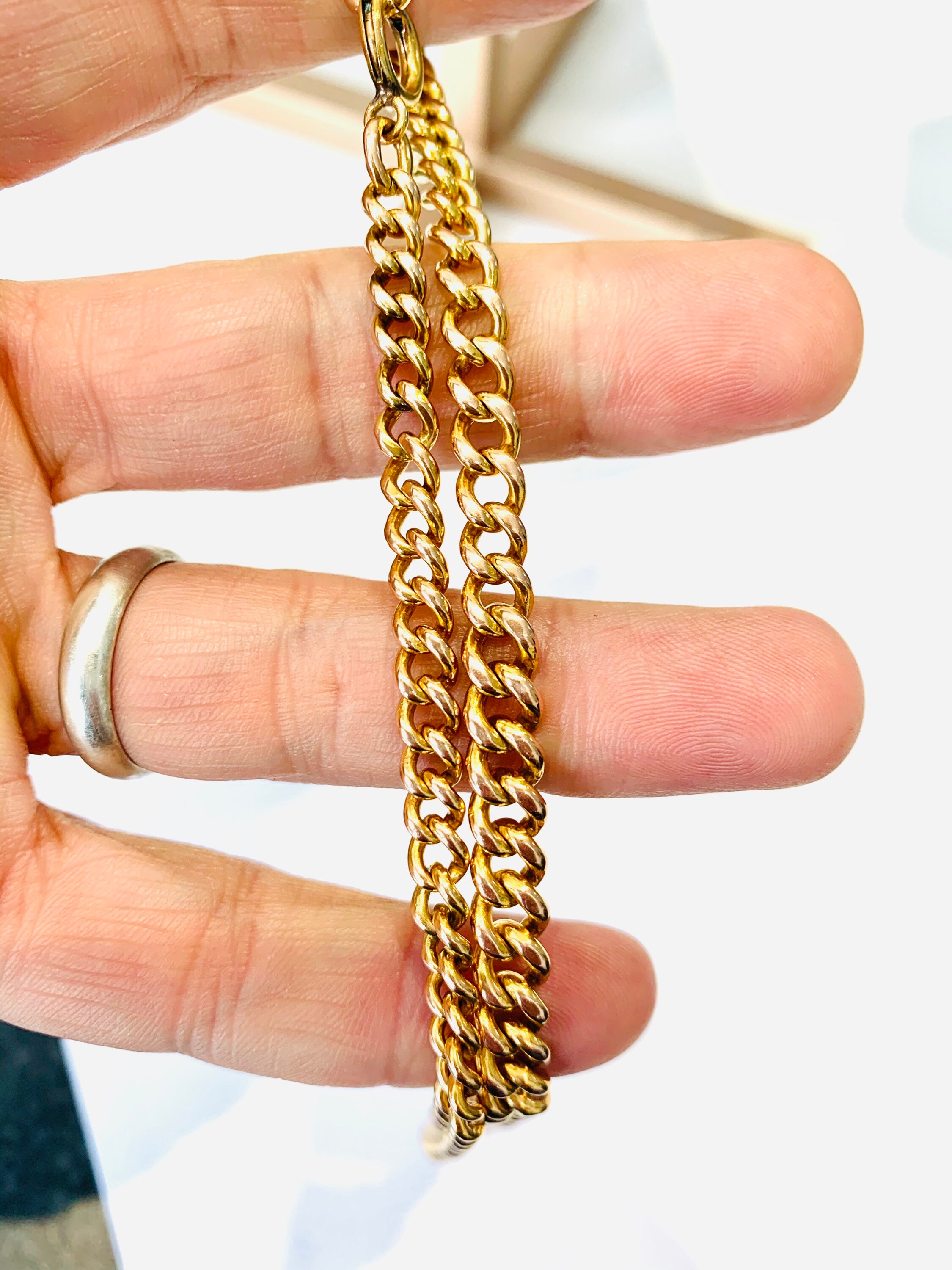 Stunning heavy antique Victorian 9ct gold 17 inch graduated Albert ...