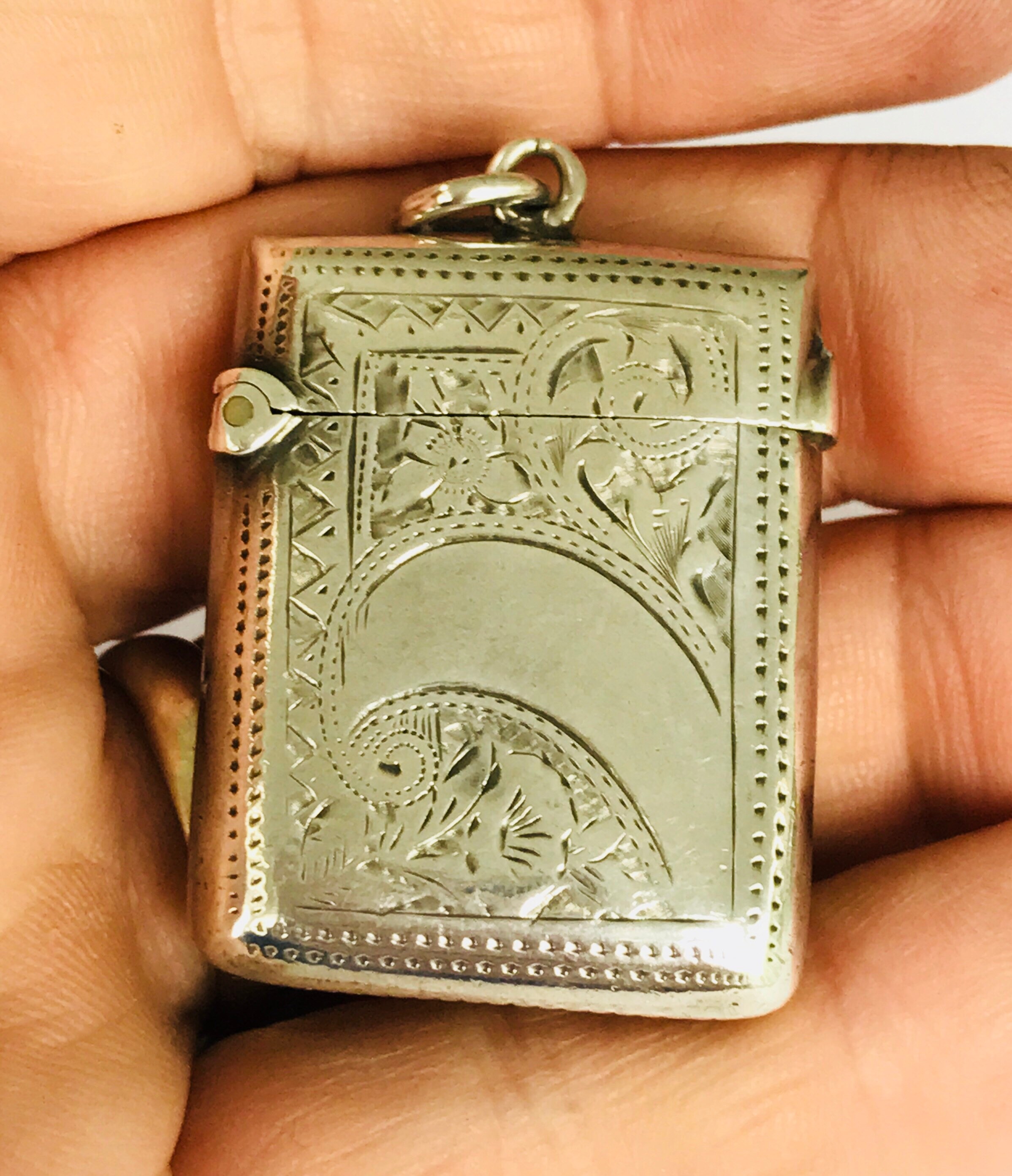 Super antique Victorian sterling silver Vesta match case - hallmarked ...