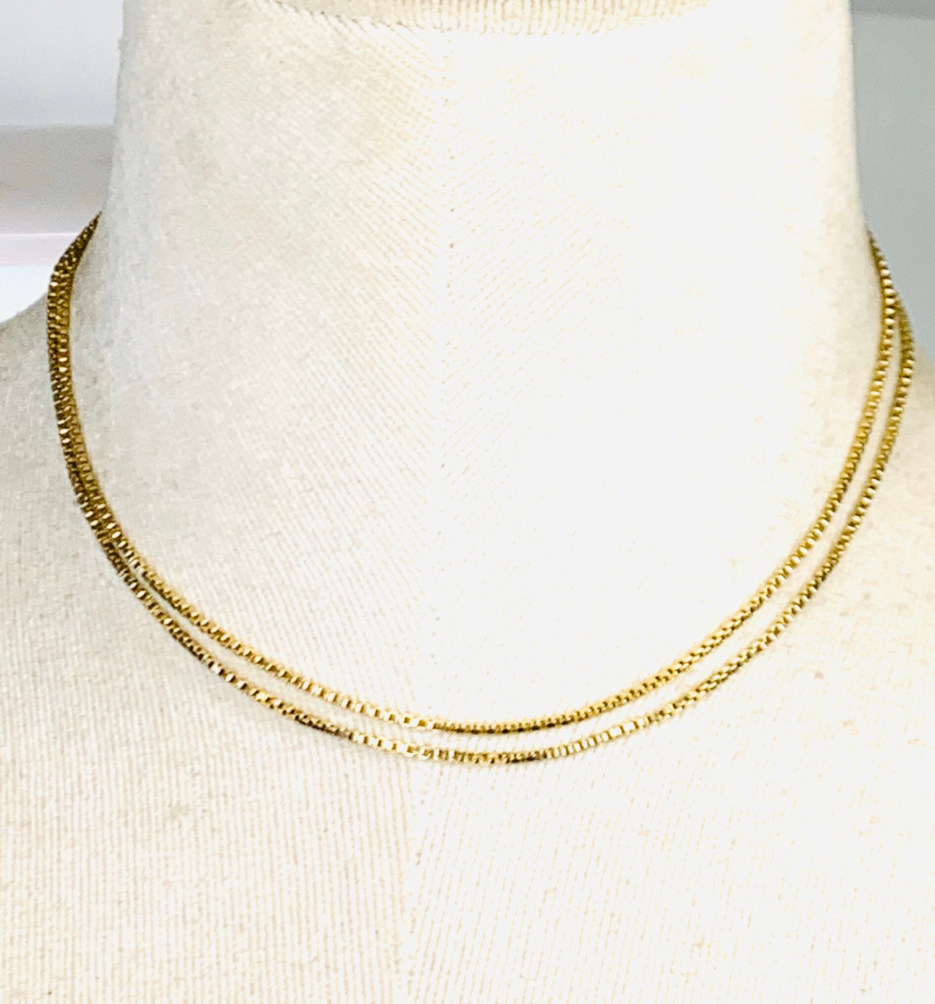 Stunning vintage 9ct yellow gold 29 inch box link chain - fully ...