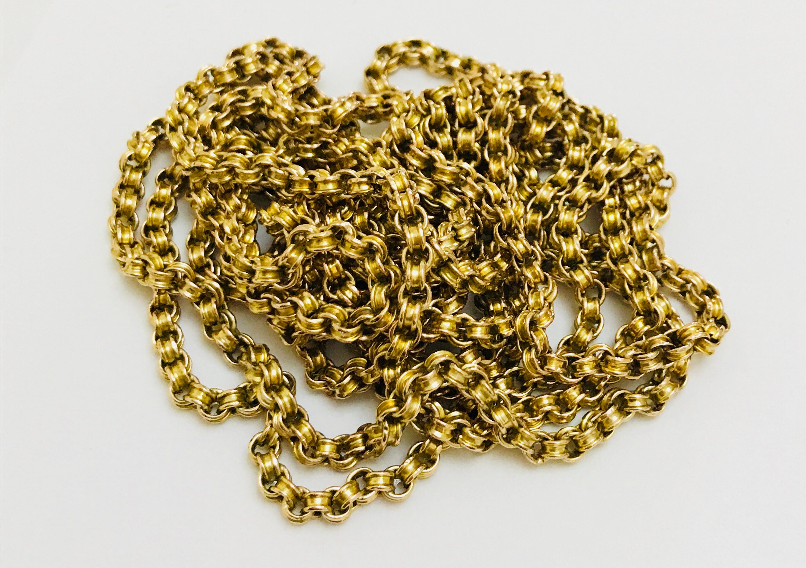 Superb antique - Victorian 9ct gold Muff chain necklace - 54 inches