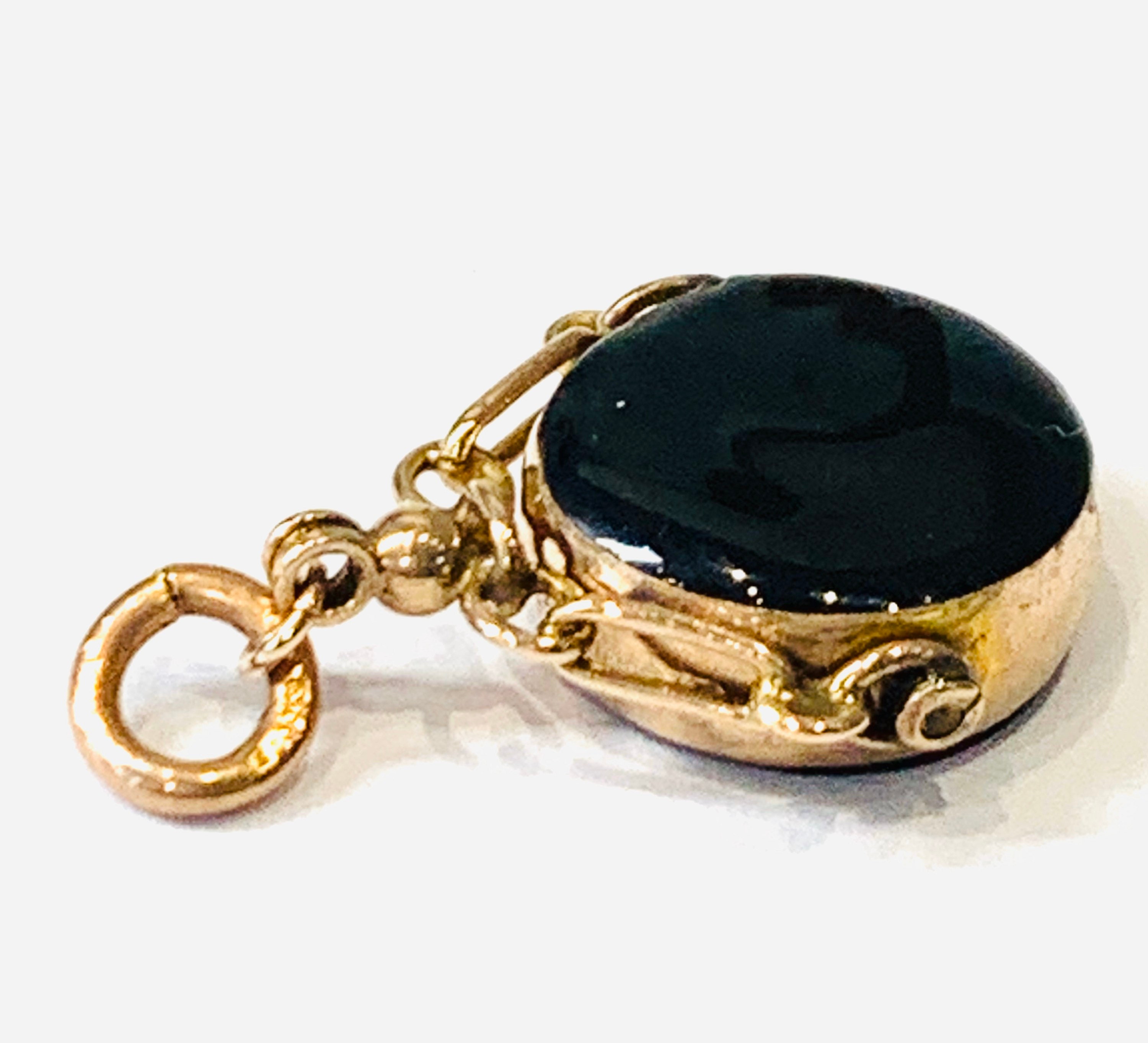 Superb antique 9ct rose gold Carnelian & Onyx spinning fob - hallmarked ... Superb antique 9ct rose gold Carnelian & Onyx spinning fob - hallmarked ...