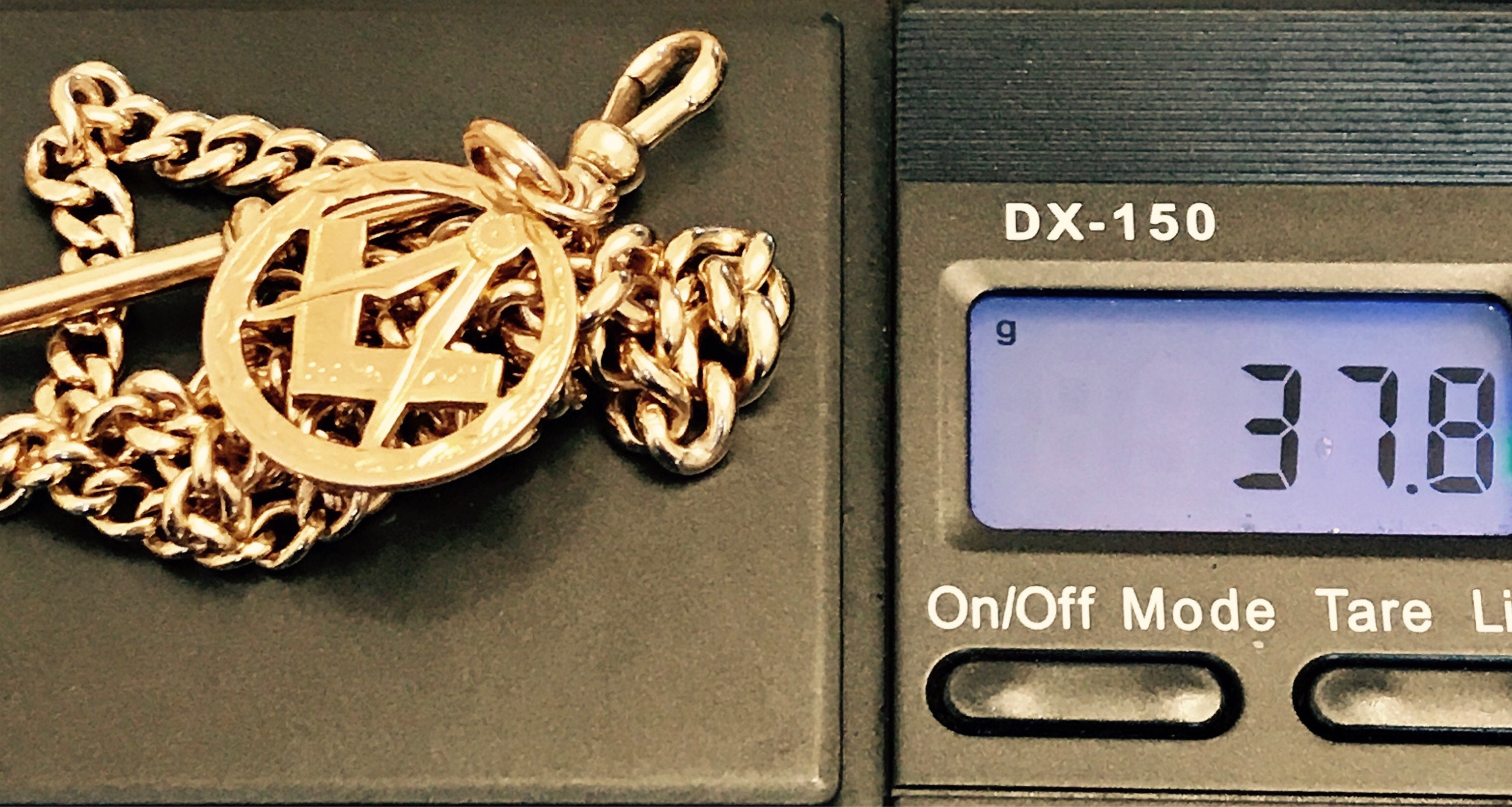 Absolutely stunning antique 9ct yellow gold Albert chain and Masonic ...