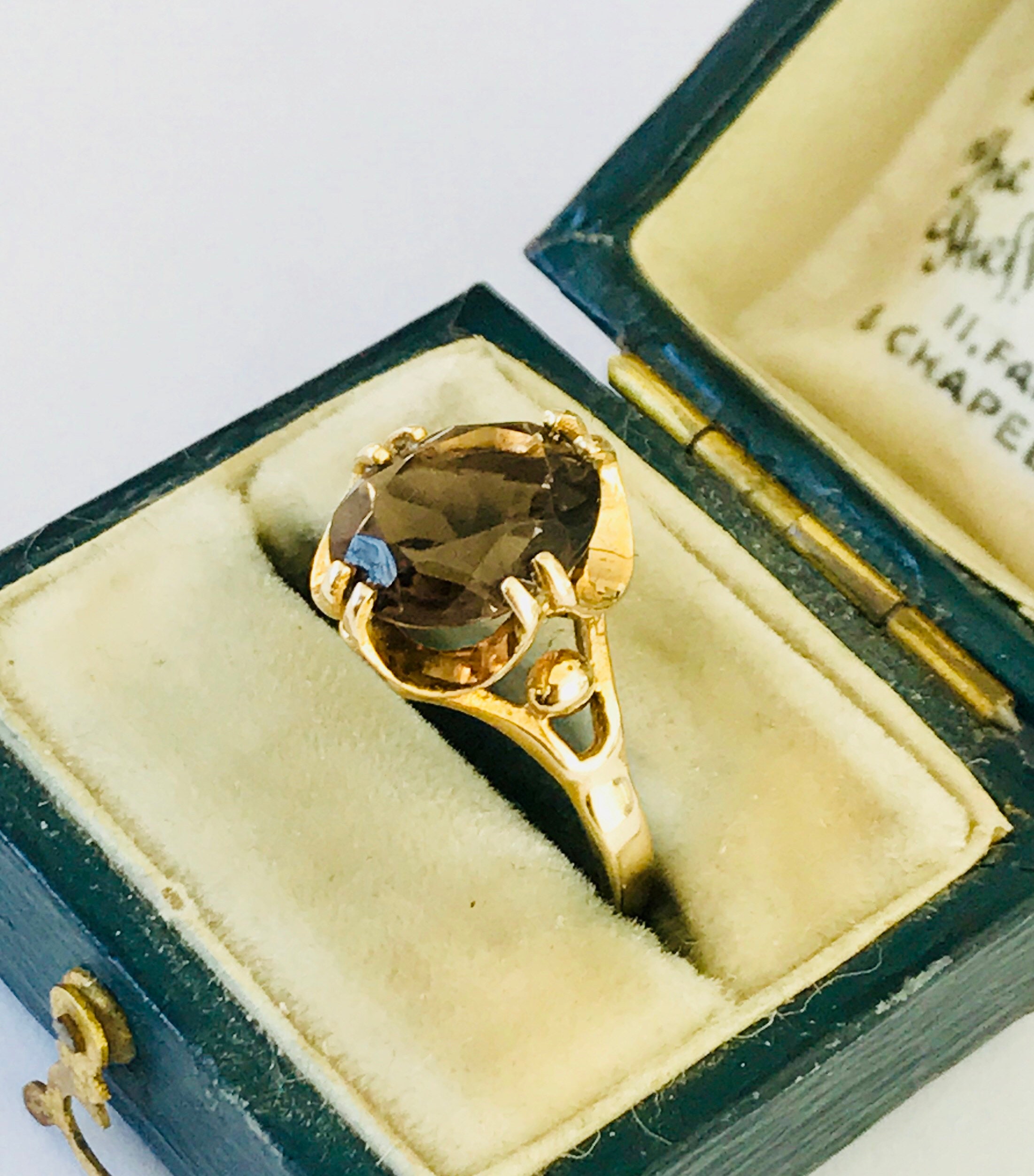 Stunning vintage 9ct yellow gold Smokey Quartz ring - hallmarked London ...