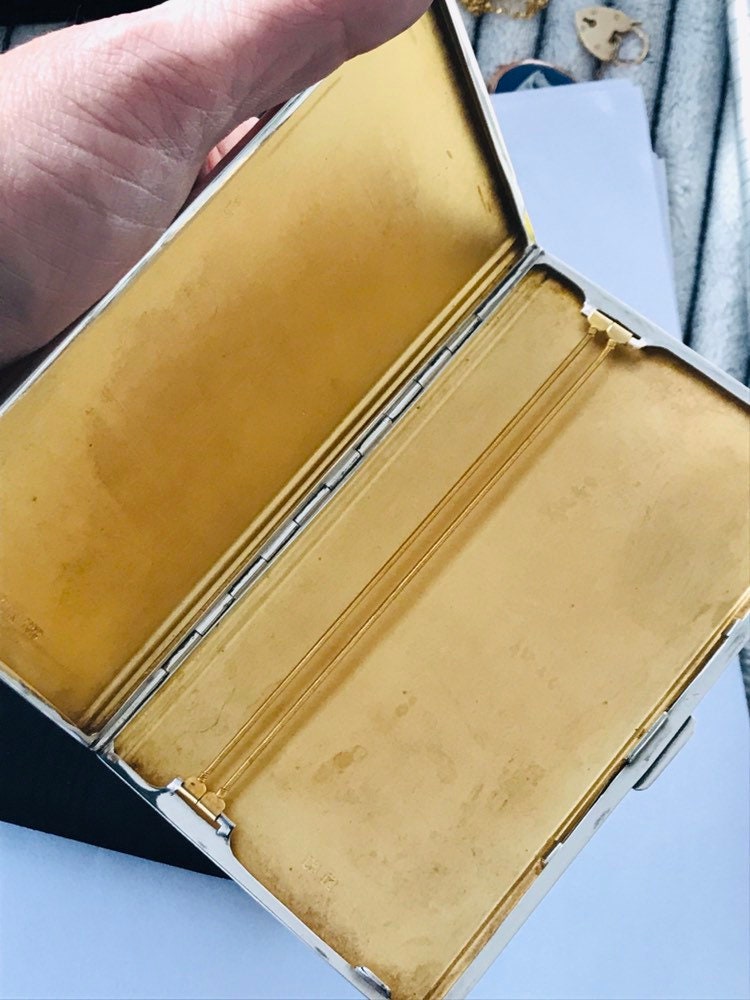 Absolutely stunning very large and heavy Sterling Silver cigarette case ...