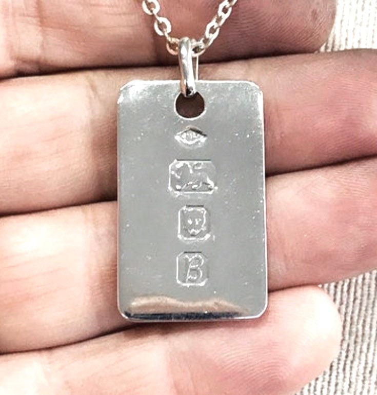 Stunning vintage Sterling Silver Dog tag pendant and chain - hallmarked ...
