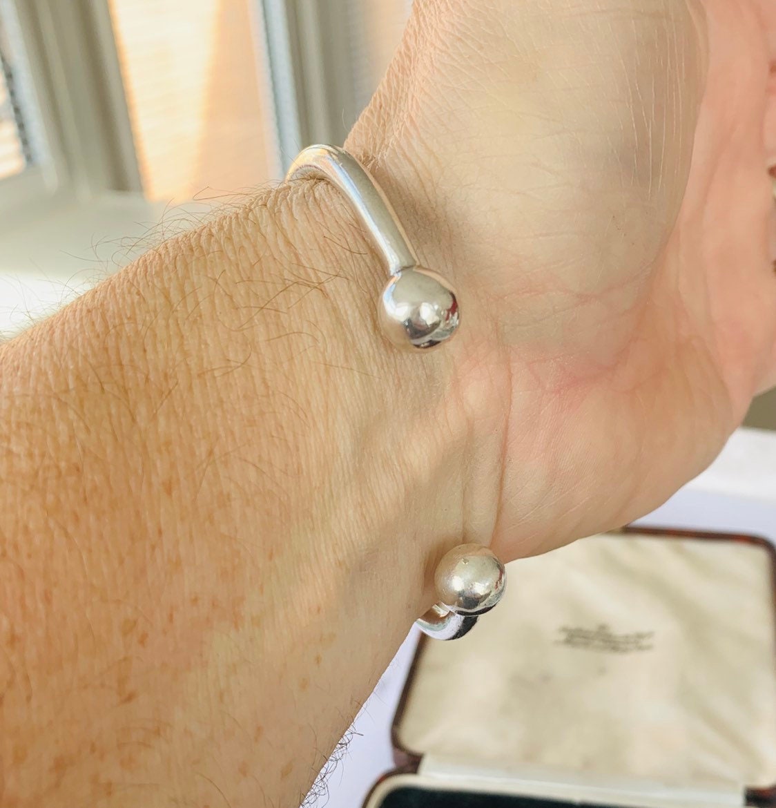 Vintage solid sterling silver Torque or Slave bangle