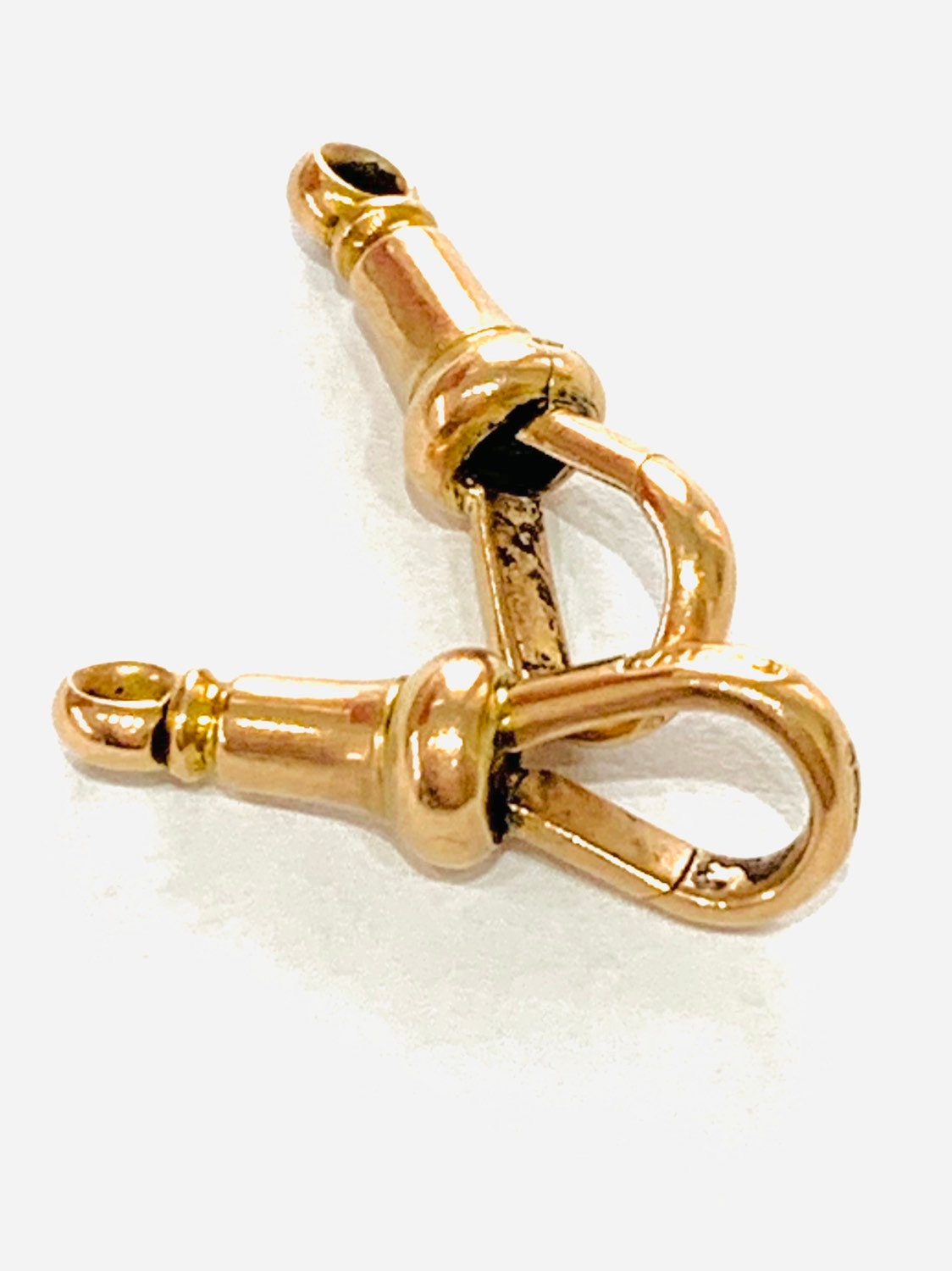 Stunning matching pair of antique 9ct rose gold Albert chain dog clips ...