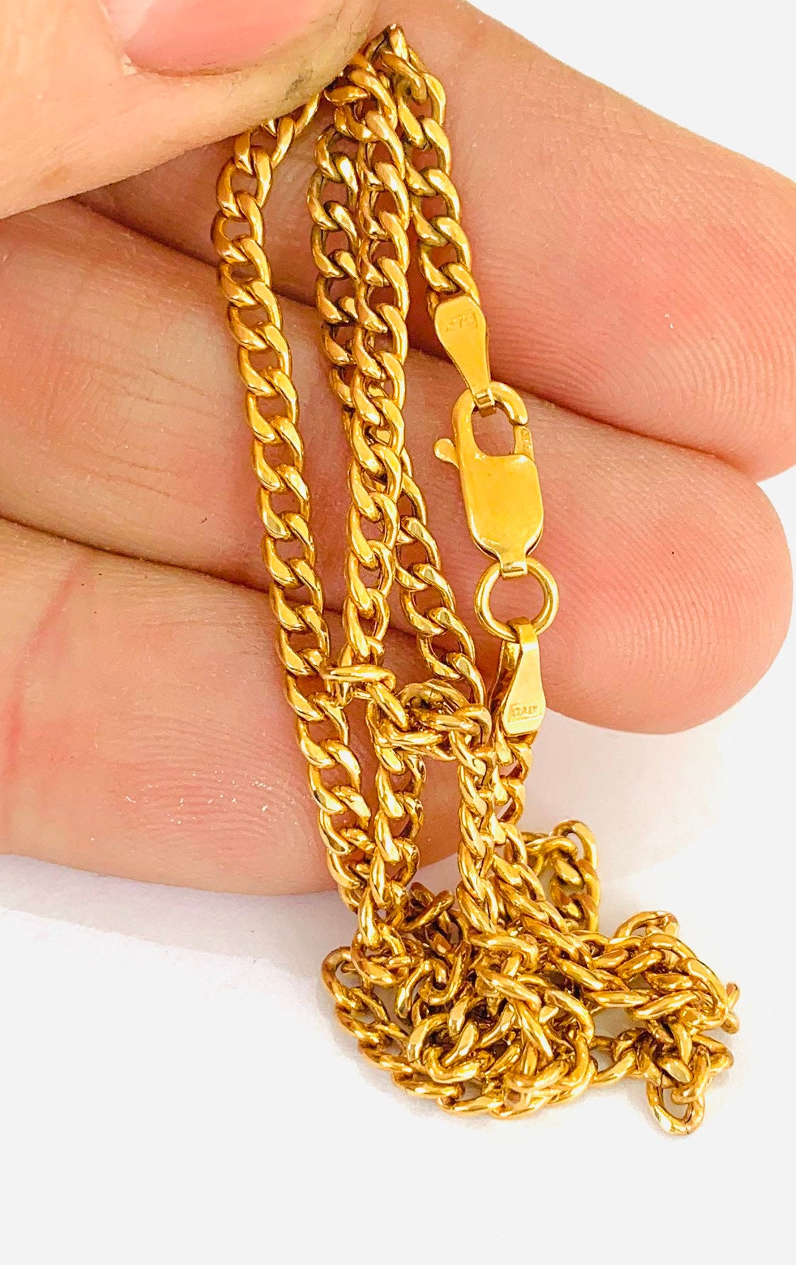 Vintage 9ct yellow gold 15 inch chain - fully hallmarked