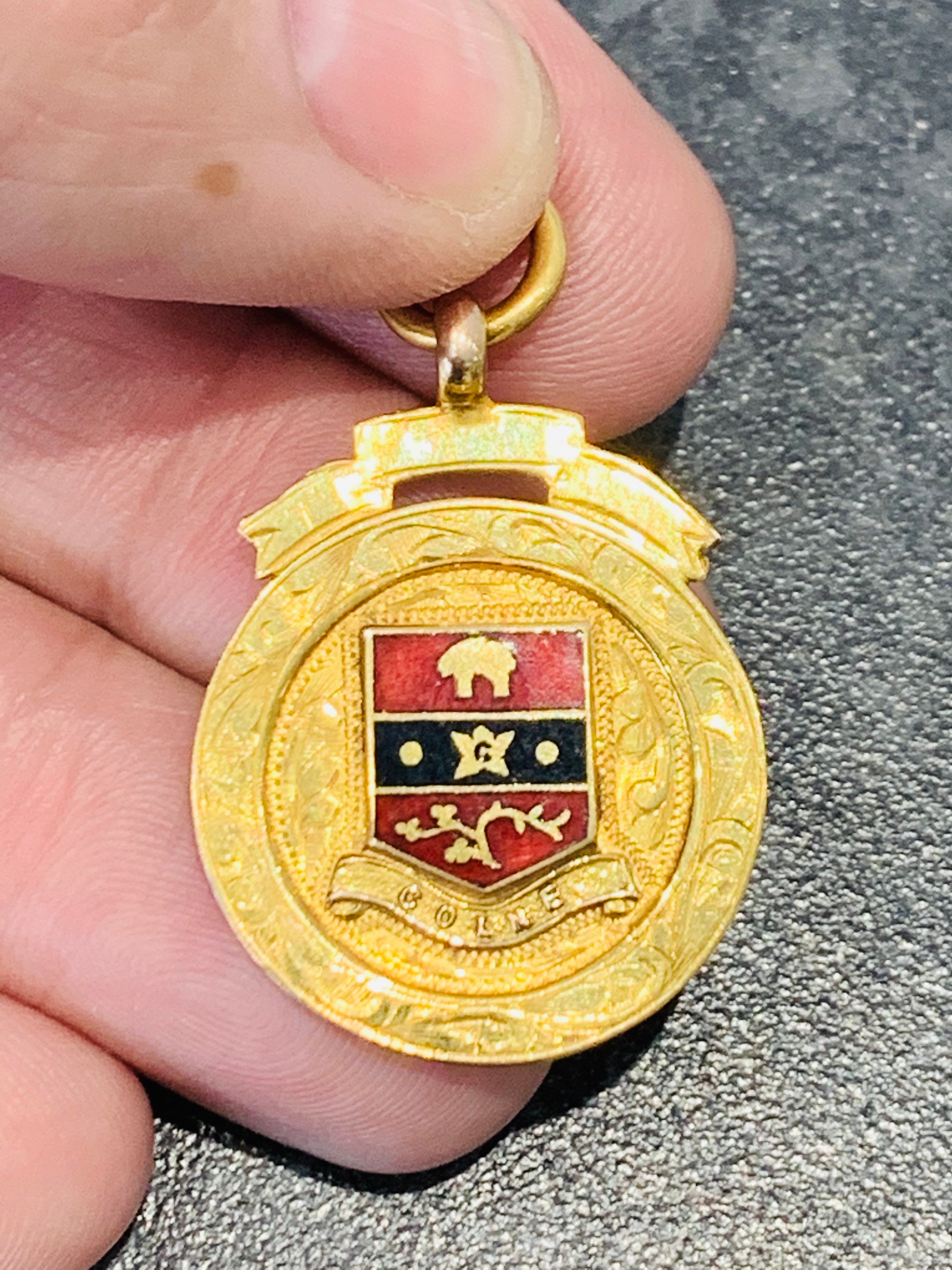 Antique 9ct yellow gold enamelled fob pendant - hallmarked Birmingham ...