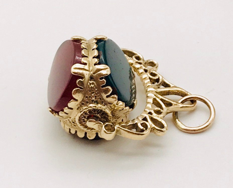 Stunning vintage 9ct gold spinning fob pendant - hallmarked London 1979