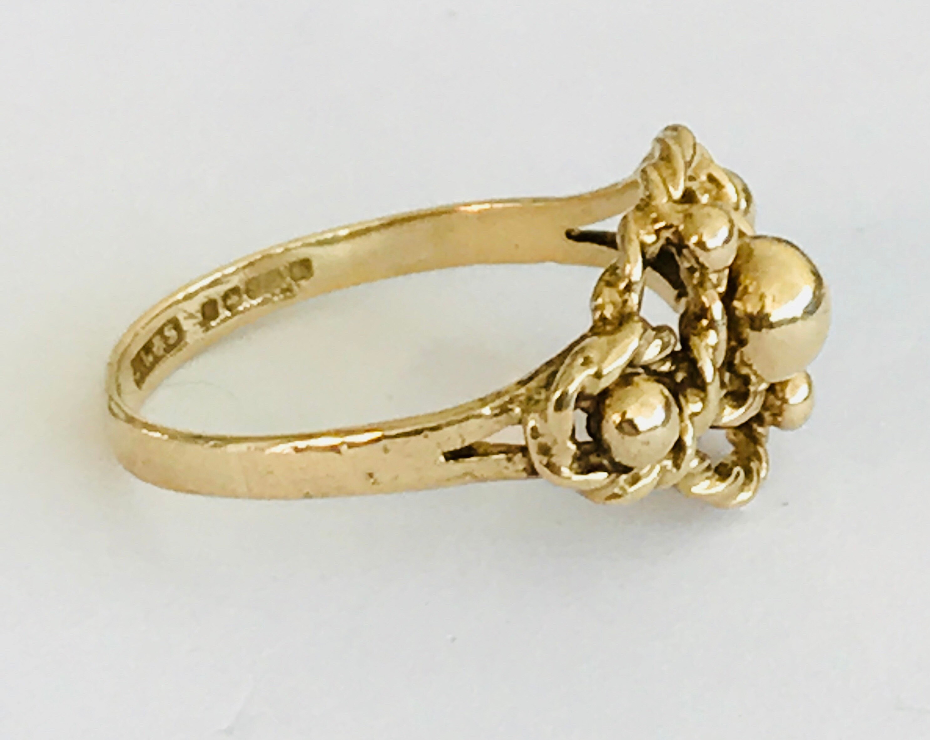 Stunning and unusual vintage 9ct yellow gold ring - hallmarked ...