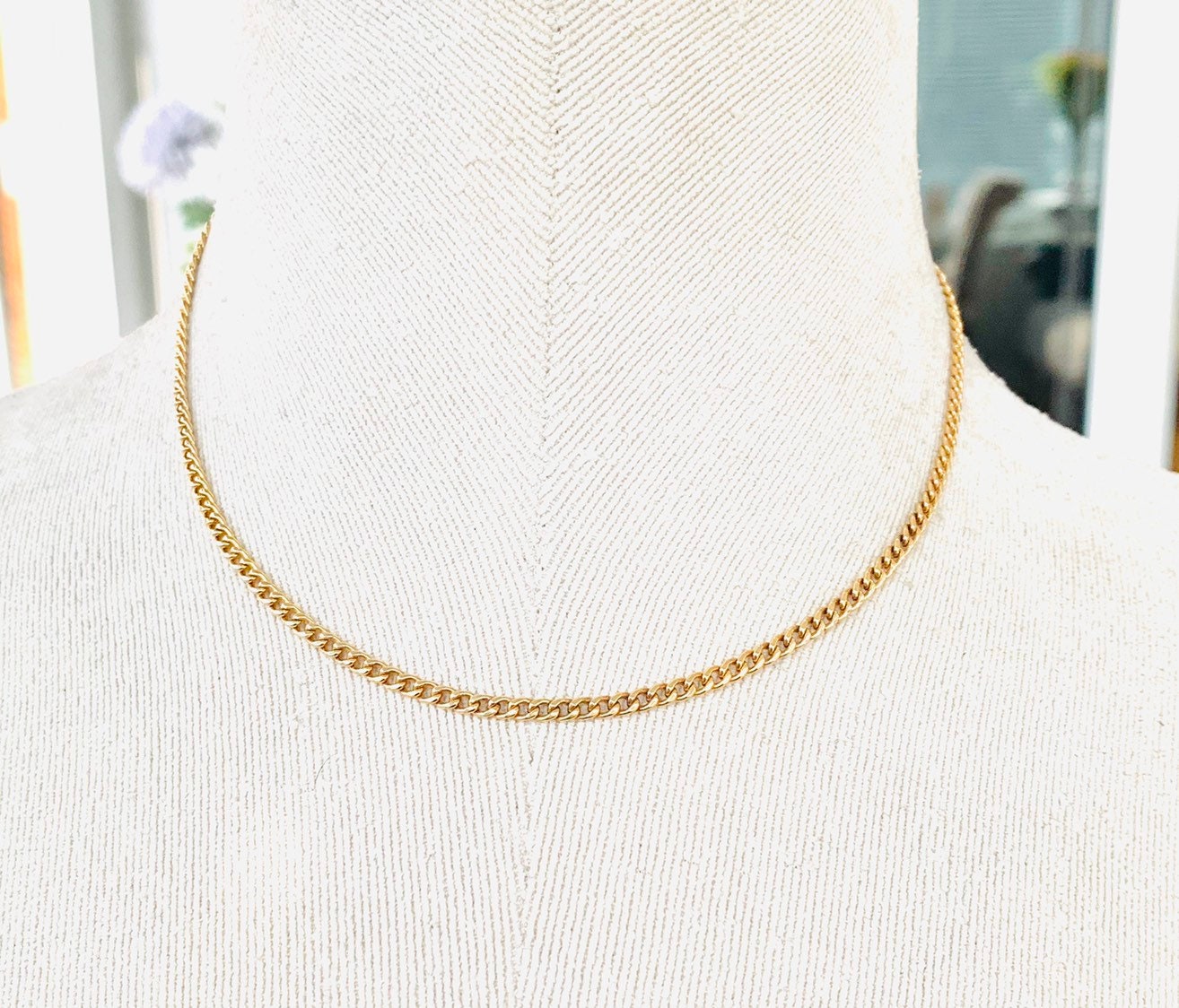Vintage 9ct yellow gold 15 inch chain - fully hallmarked