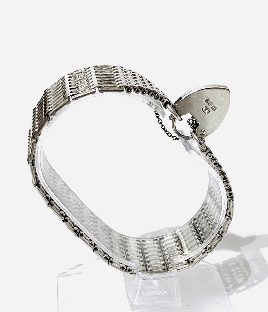 Superb heavy vintage sterling silver padlock bracelet - hallmarked ...