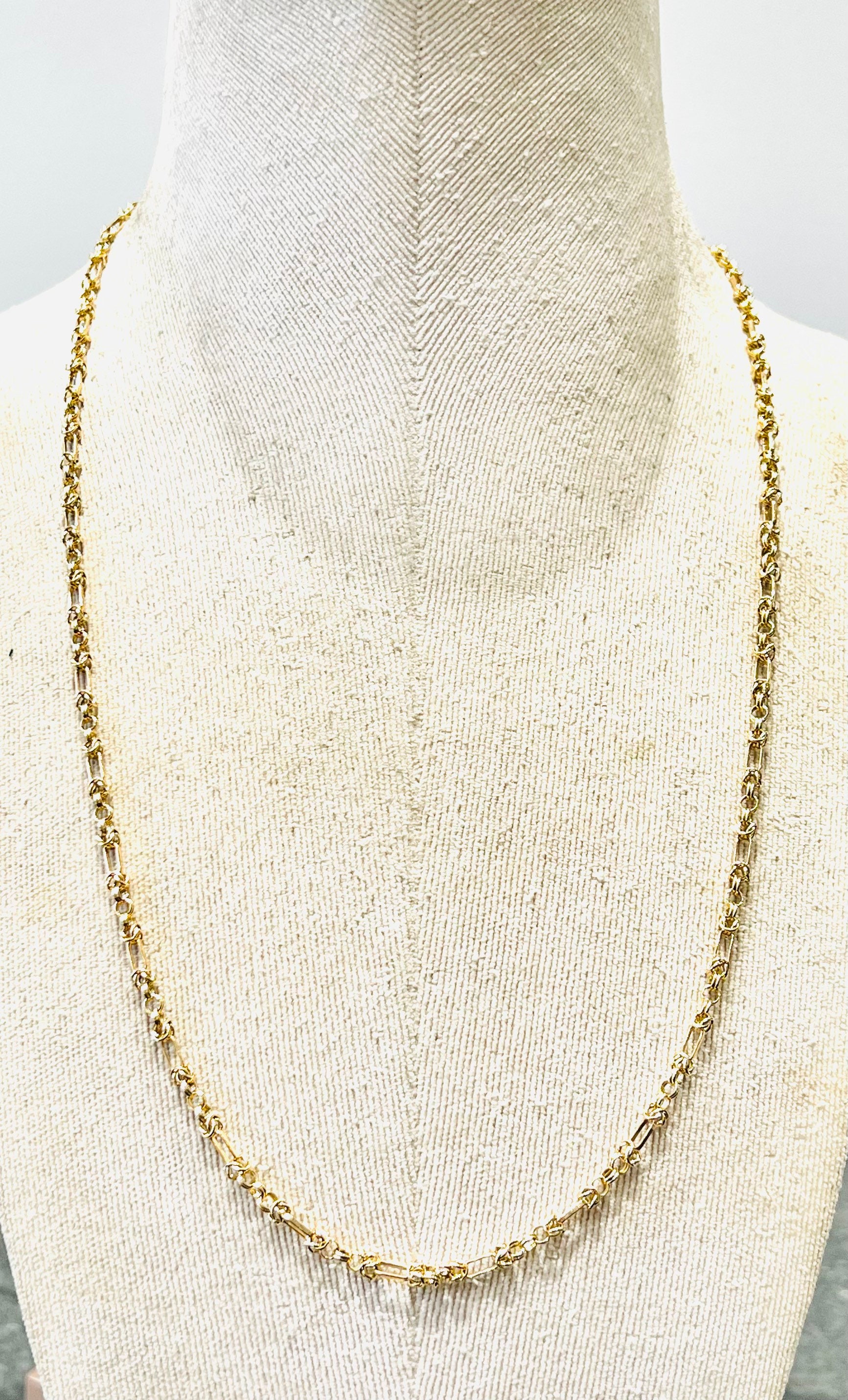 Superb vintage 9ct yellow gold 26 inch fancy link necklace - fully ...