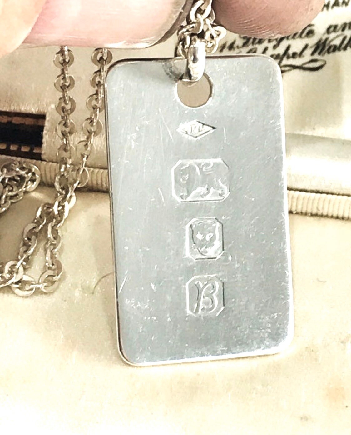 Stunning vintage Sterling Silver Dog tag pendant and chain - hallmarked ...