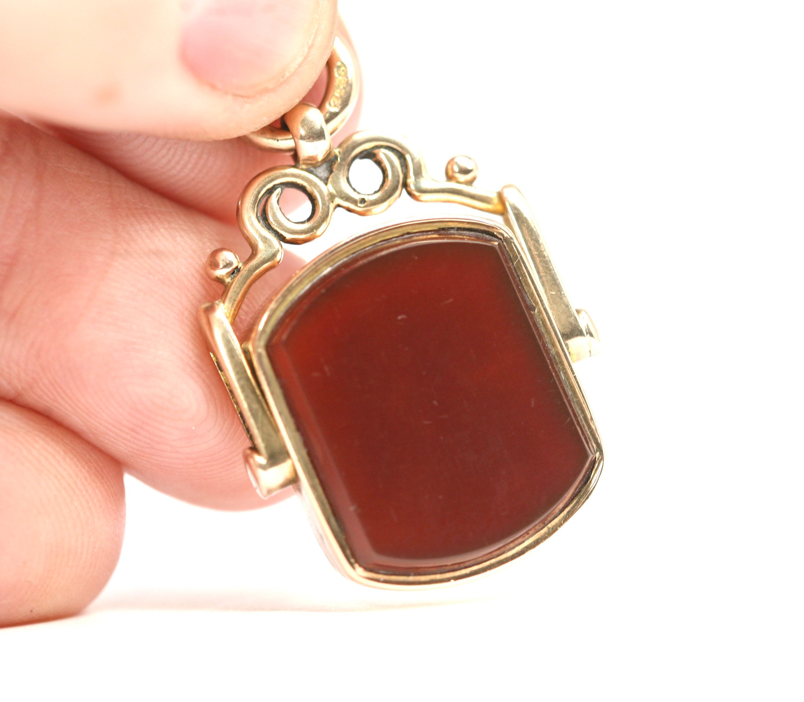 Superb antique 9ct rose gold Carnelian spinning fob - hallmarked ... Superb antique 9ct rose gold Carnelian spinning fob - hallmarked ...