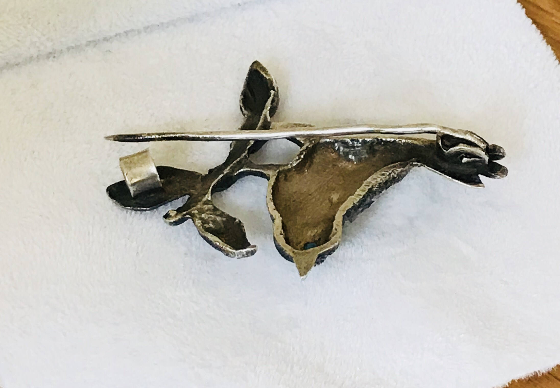 Superb vintage sterling silver bird brooch with turquoise eye - fully ...