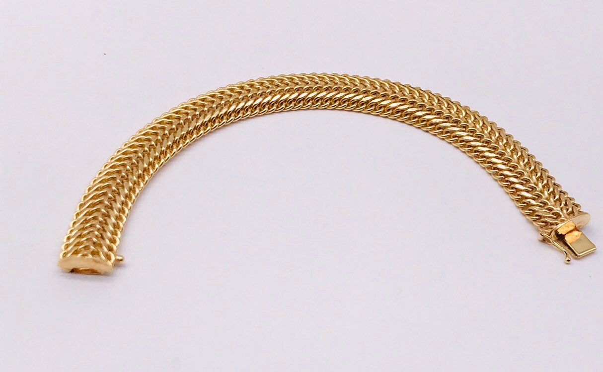 Stunning vintage 9ct yellow gold 7 inch bracelet - fully hallmarked