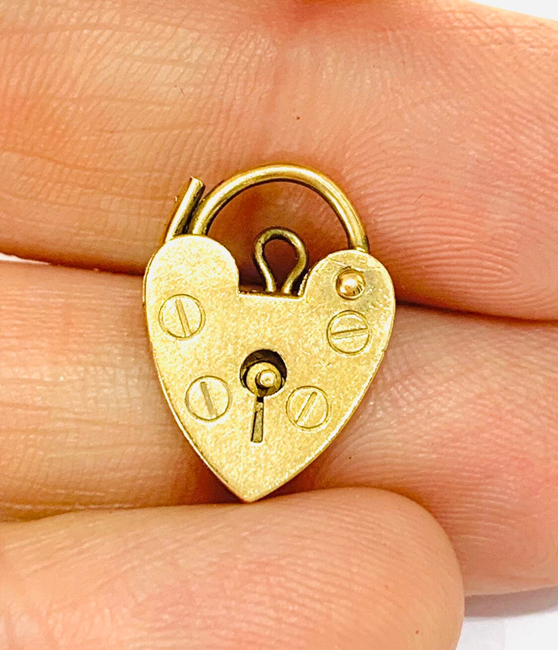 2 vintage 9ct yellow gold padlock pendants / charm bracelet locks ...