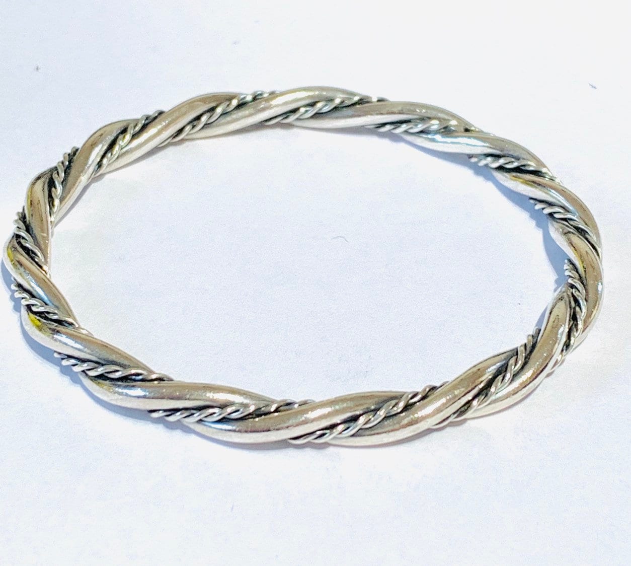 Superb vintage solid Sterling Silver twist bangle - hallmarked London 1998