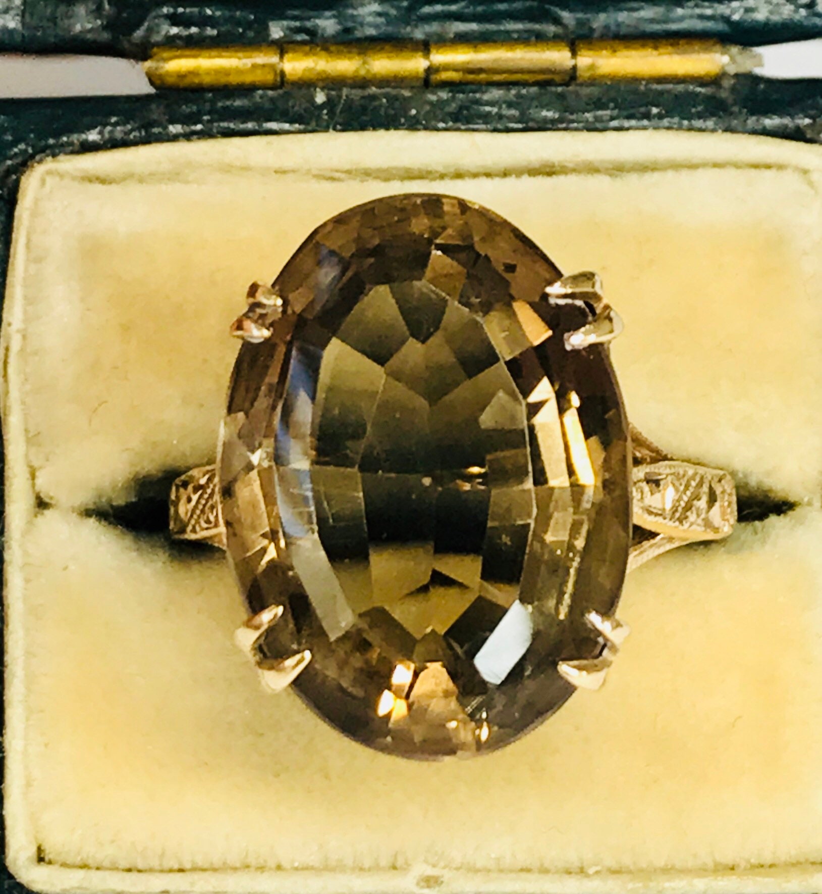 Stunning vintage 9ct yellow gold Smokey Quartz statement ring ...