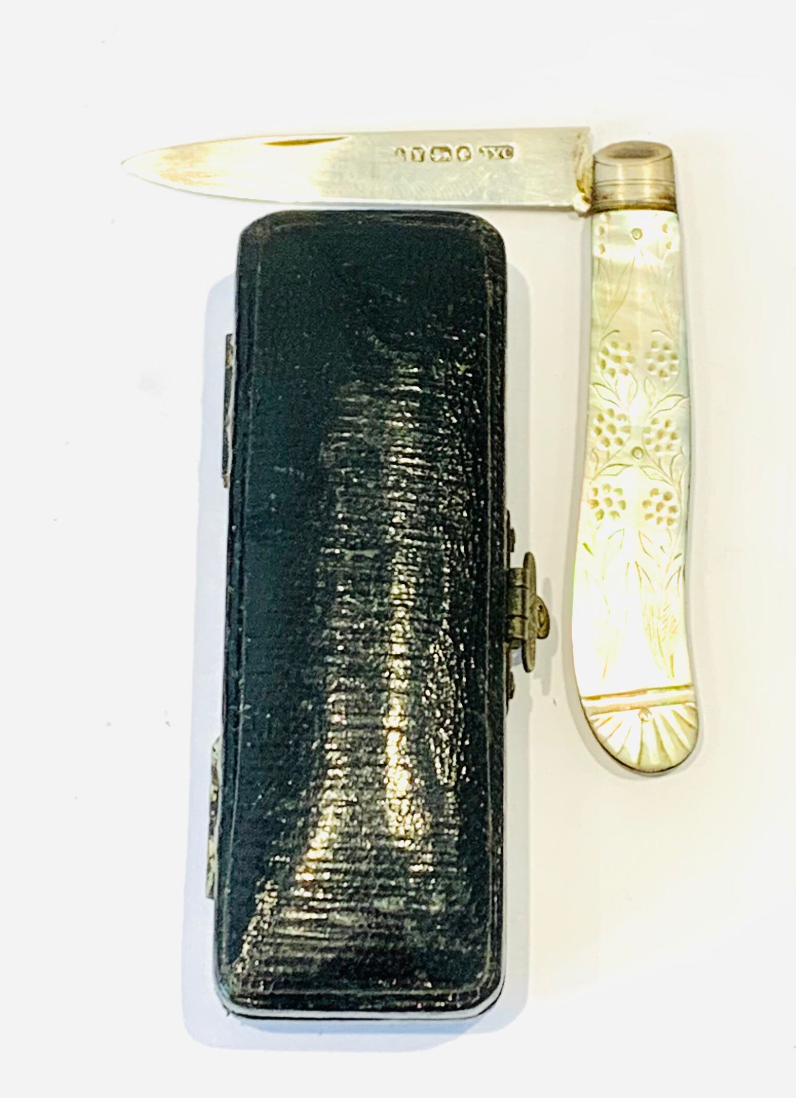 Stunning Victorian silver & MOP fruit knife in the original case ...