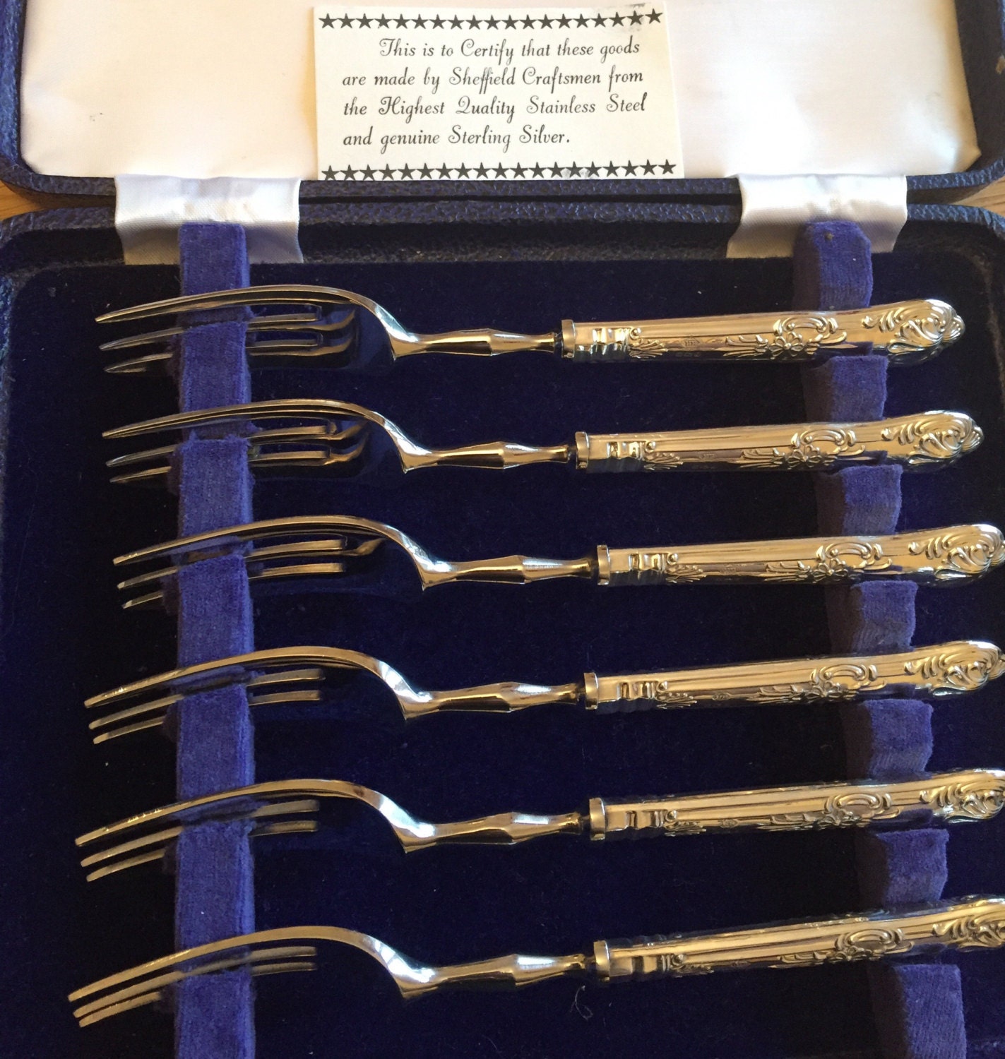 Vintage Made in Sheffield cake forks silverware - 1983
