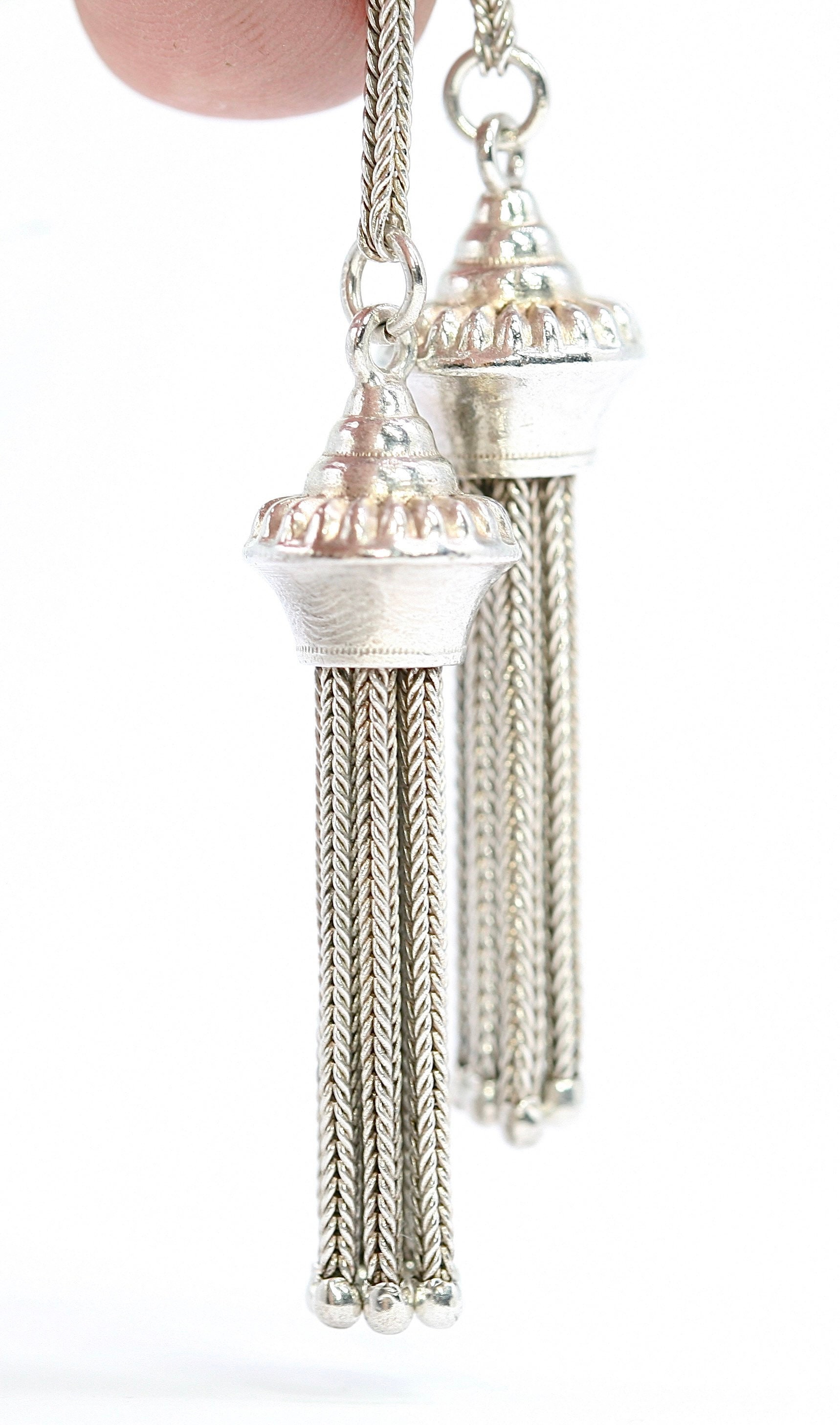 Superb Victorian sterling silver double Tassel pendant