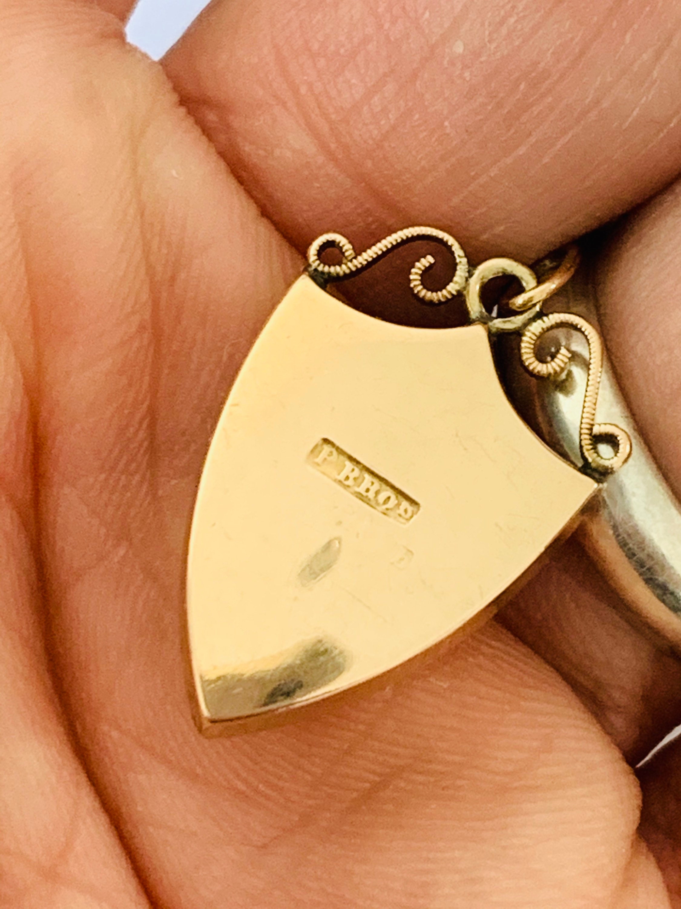 Superb antique Edwardian 9ct rose gold shield shaped fob pendant ...