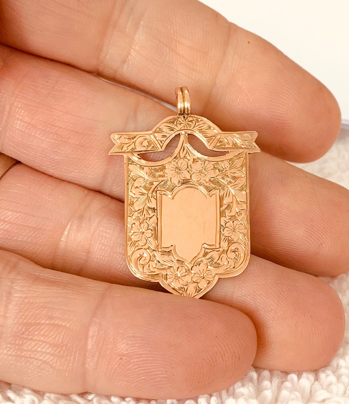 Superb antique Victorian 9ct rose gold fob pendant - hallmarked ...
