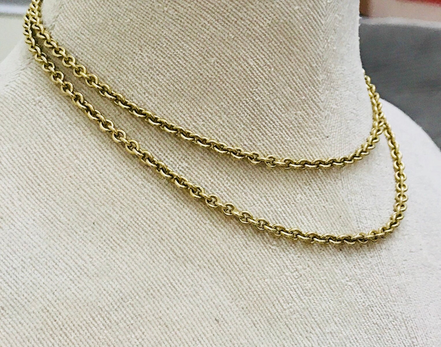 Superb very heavy vintage 9ct yellow gold 30 inch Rolo chain - fully ...