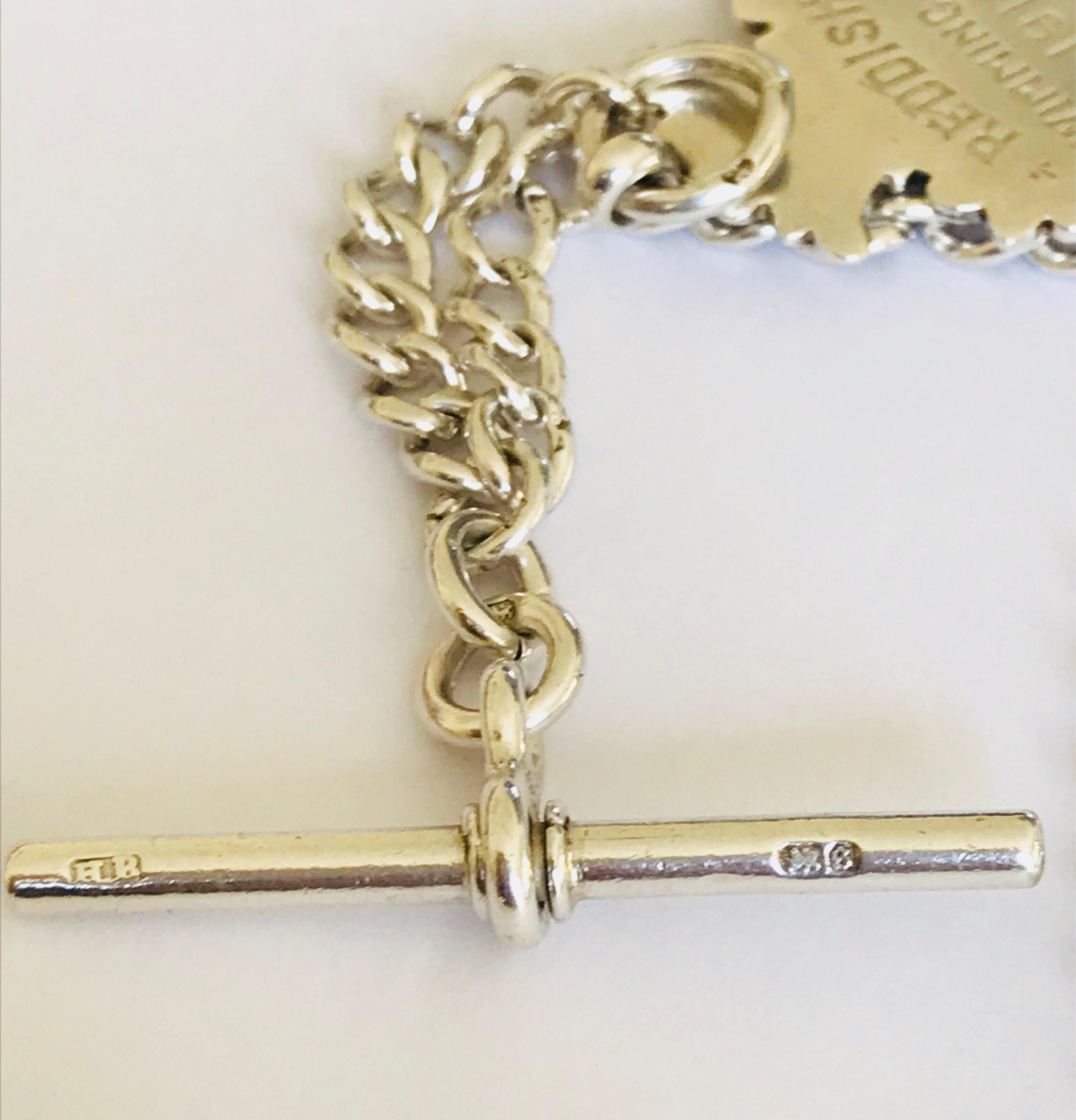 Superb antique sterling silver Albert pocket watch chain and fob ...