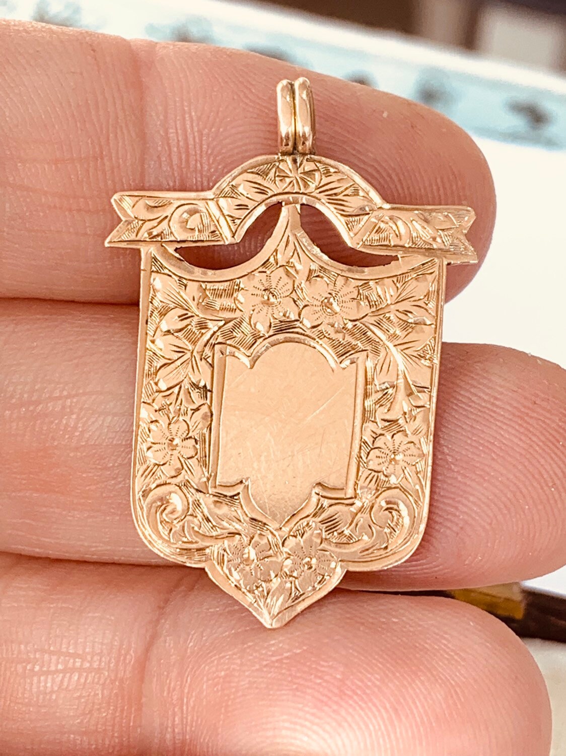 Superb antique Victorian 9ct rose gold fob pendant - hallmarked ...