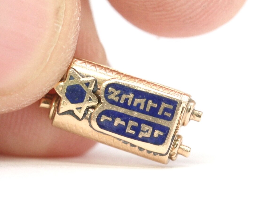 Vintage 14K Gold Torah / Ten Commandments Charm - Etsy
