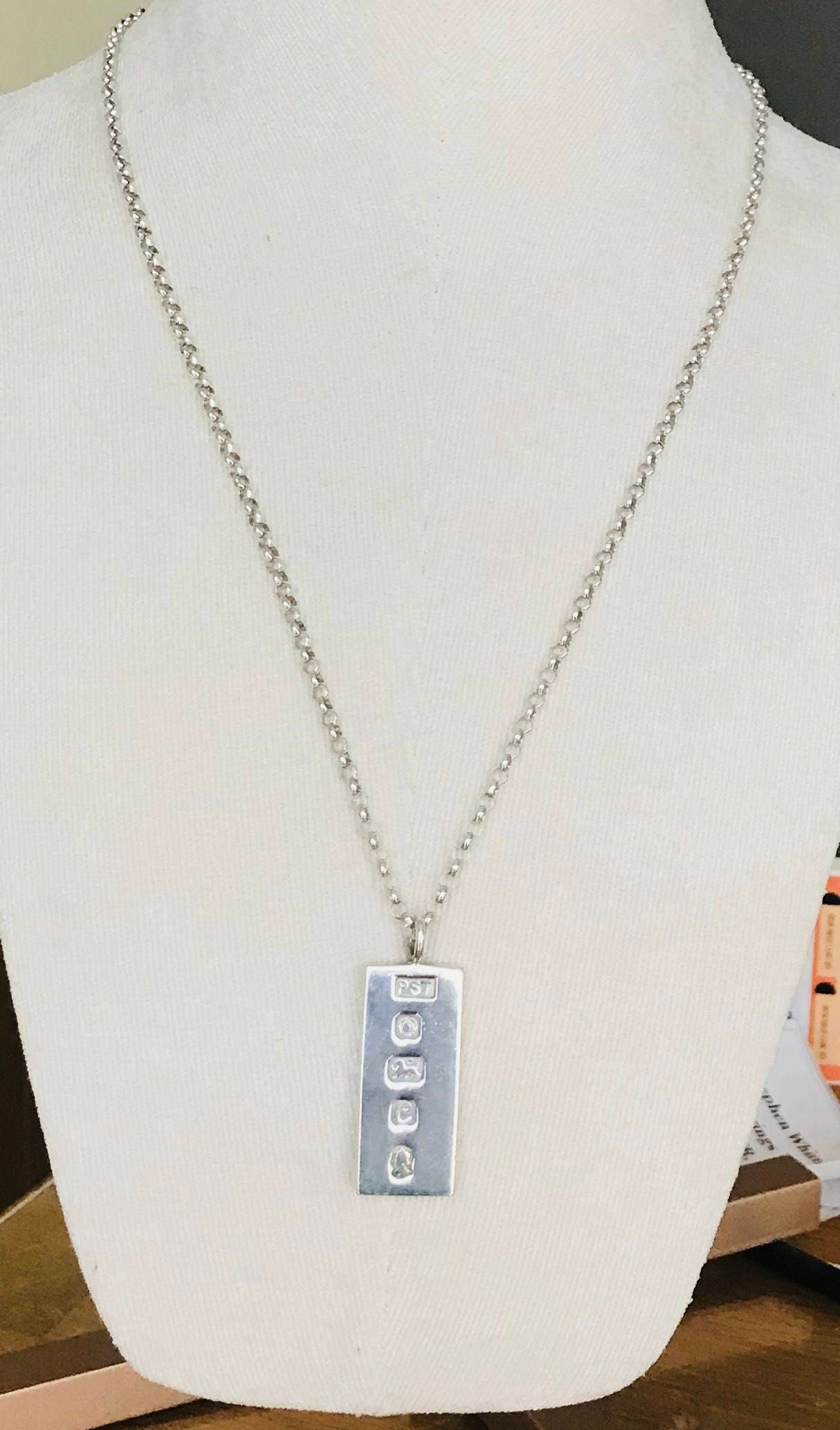 Stunning vintage sterling silver 1/2 ingot and chain - QE II Silver ...