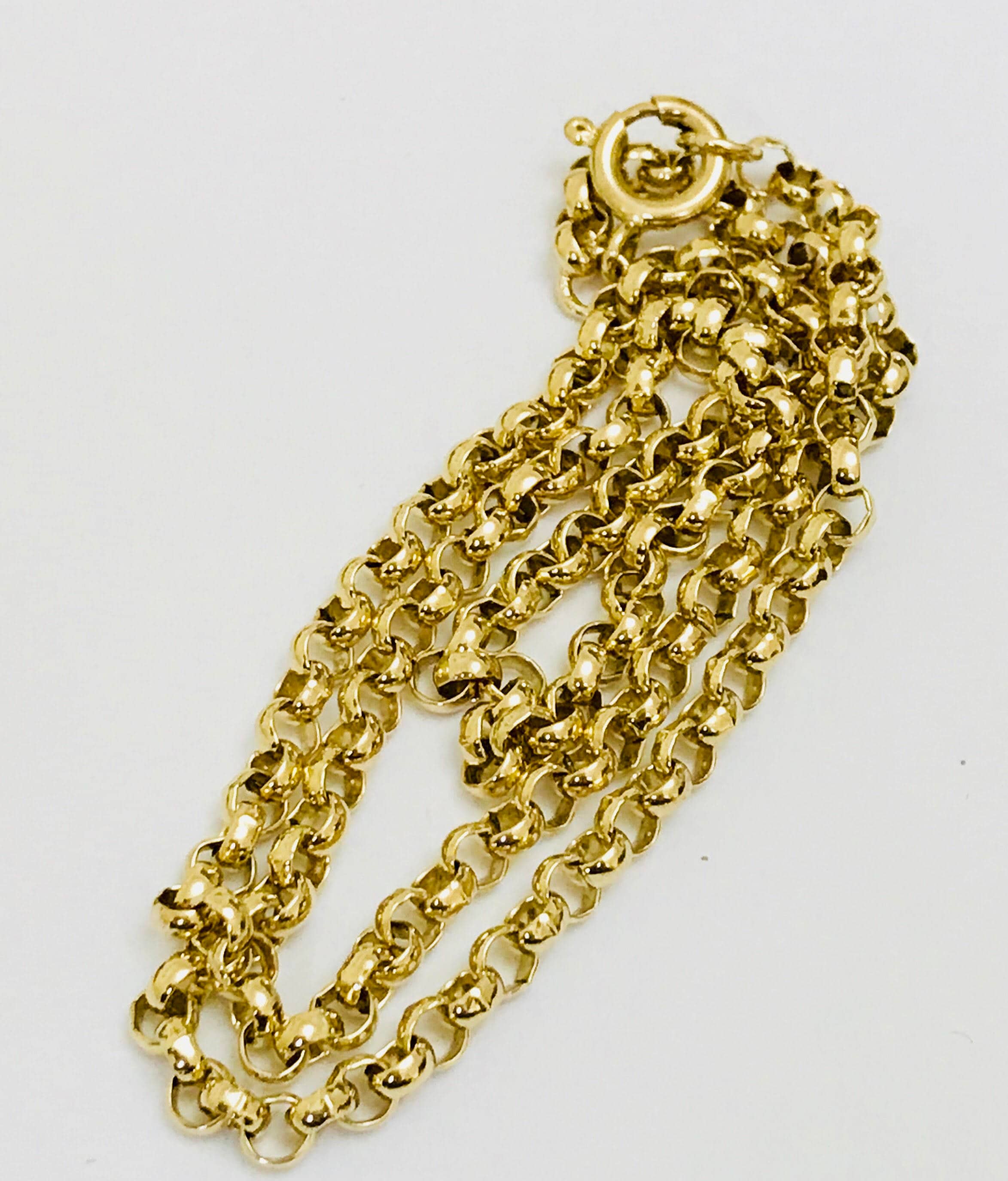 Stunning antique heavy 9ct yellow gold 22 inch belcher chain - 21gms