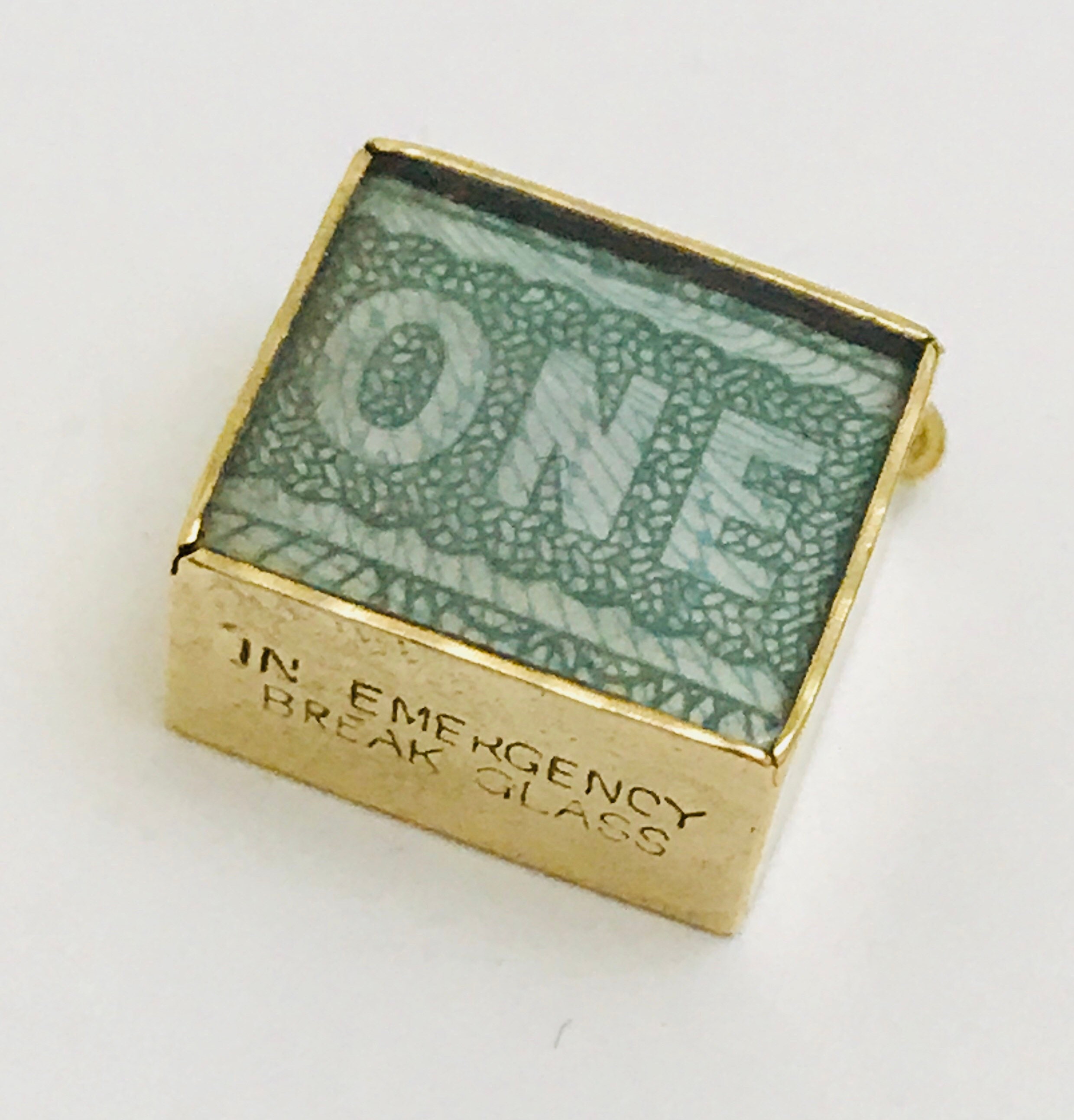 Vintage 9ct yellow gold One pound note charm - hallmarked London 1975