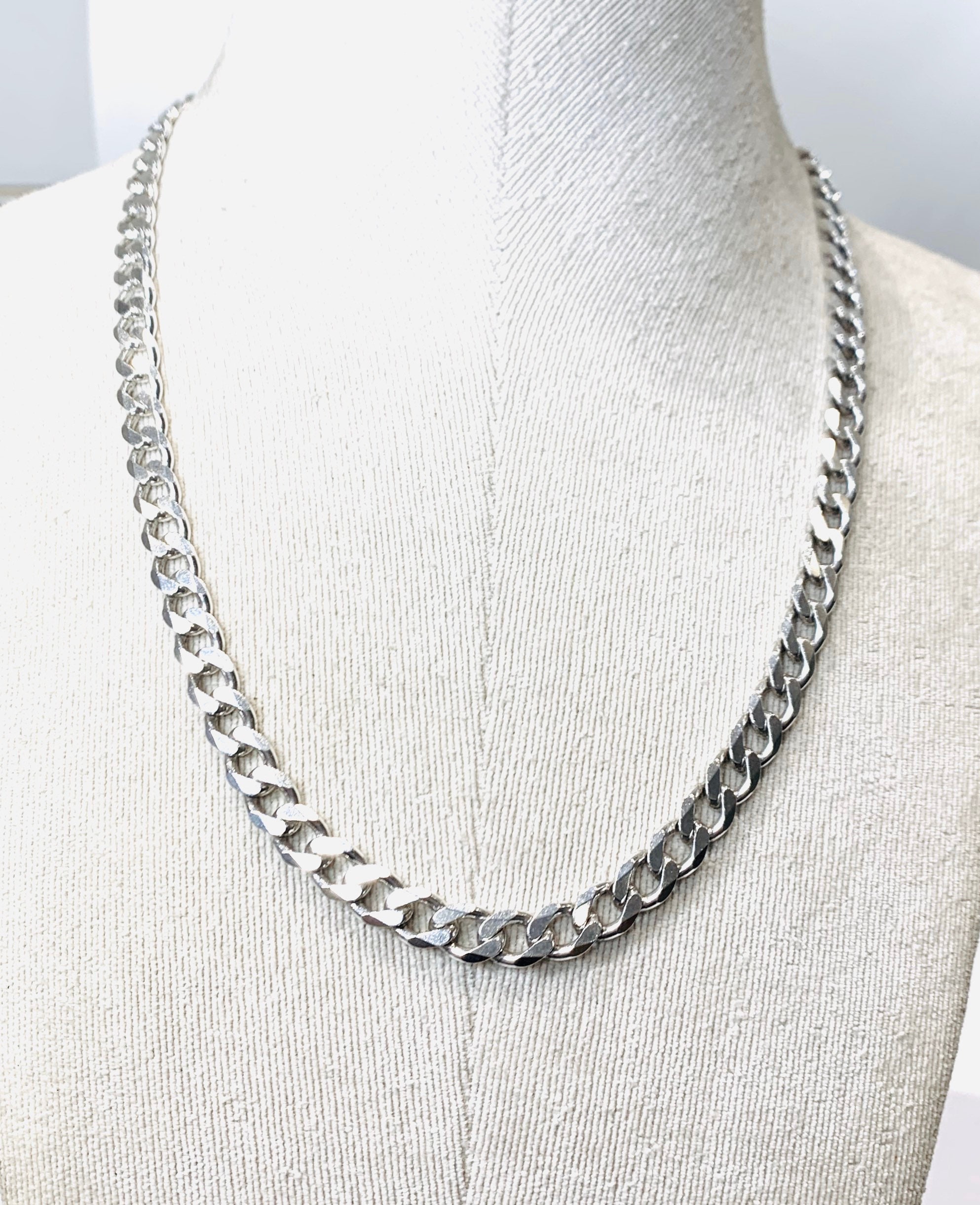 Superb vintage heavy 22 inch sterling silver curb link chain - fully ...