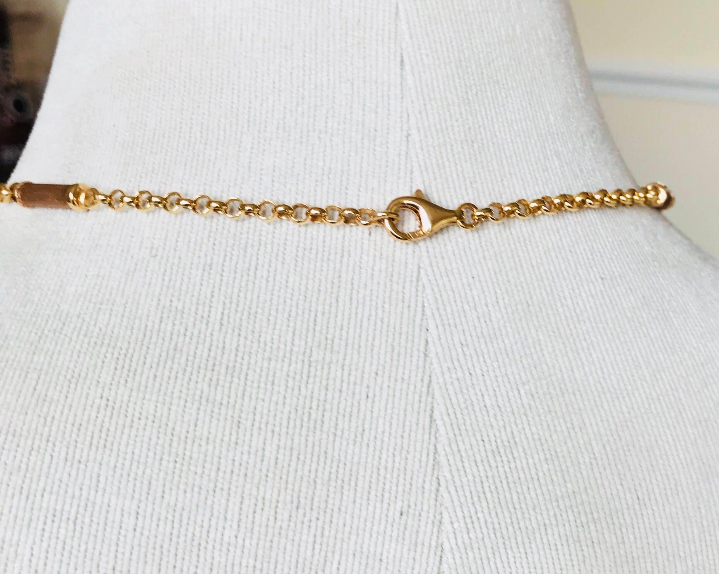 Stunning vintage 9ct gold belcher and baton necklace - fully hallmarked ...