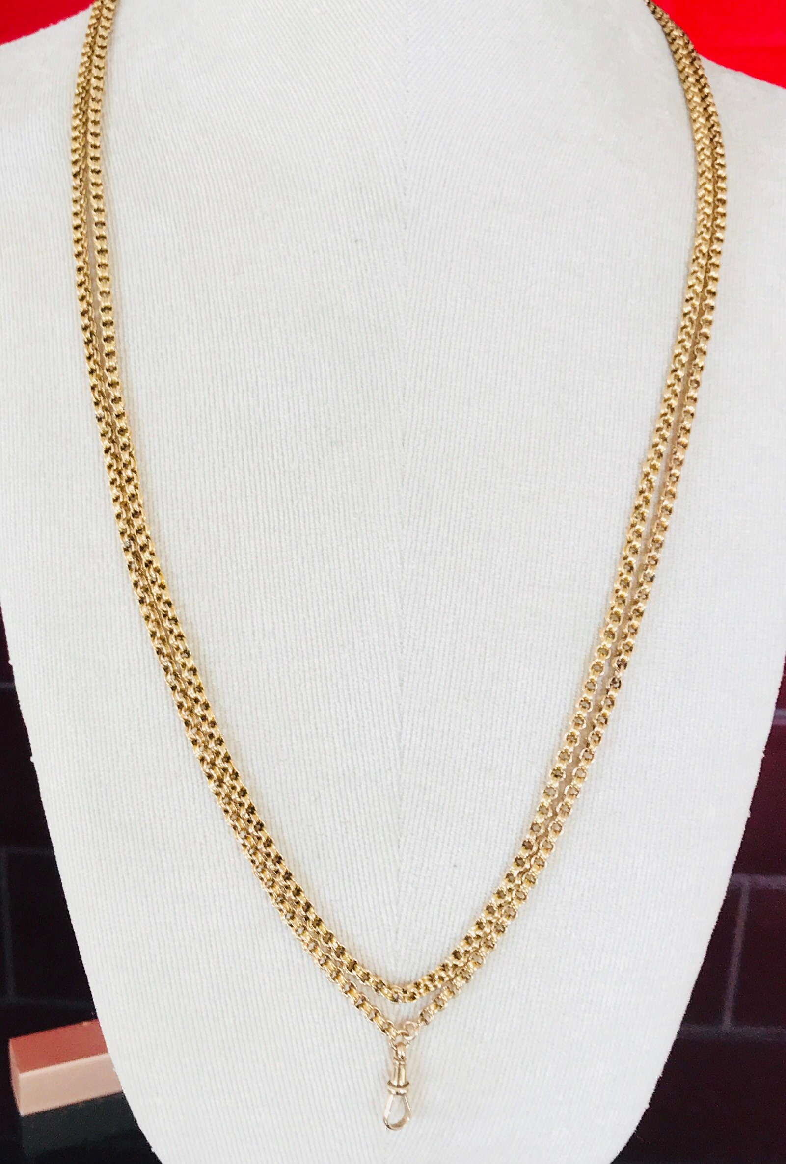 Superb antique - Victorian 9ct gold Muff chain necklace - 54 inches