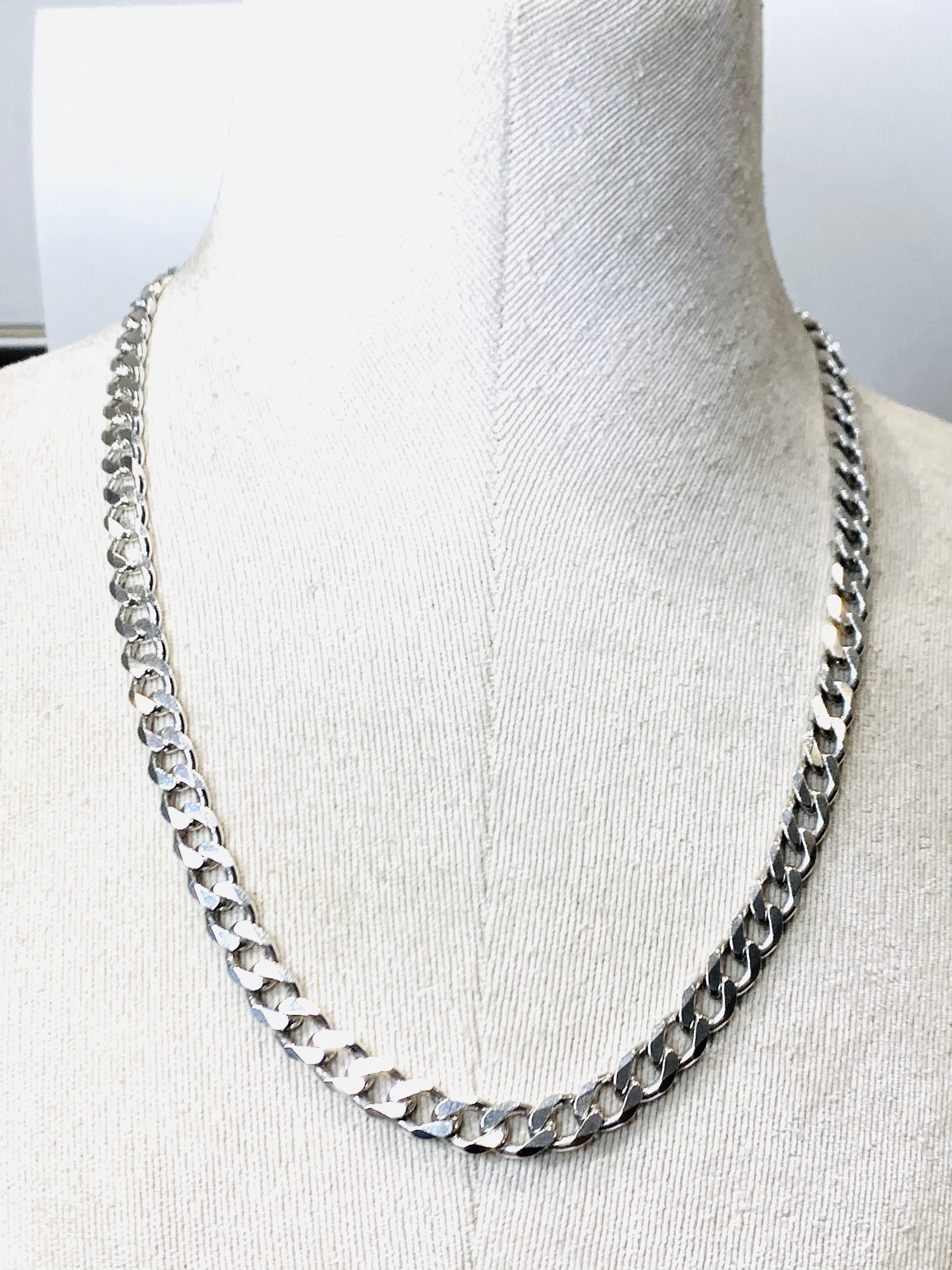 Superb vintage heavy 22 inch sterling silver curb link chain - fully ...