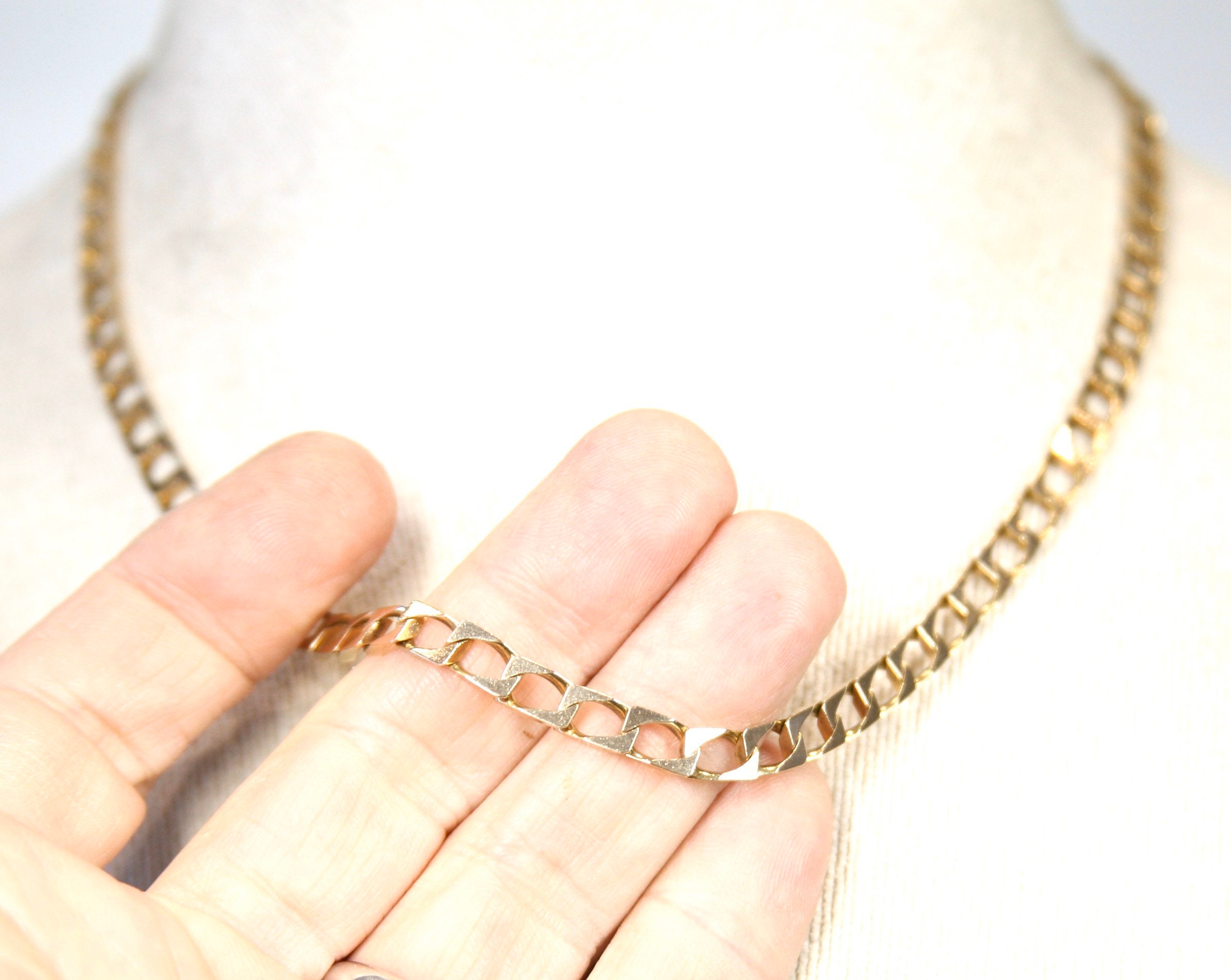 Vintage 9ct yellow gold 19 inch curb chain - fully hallmarked - 21.7gms