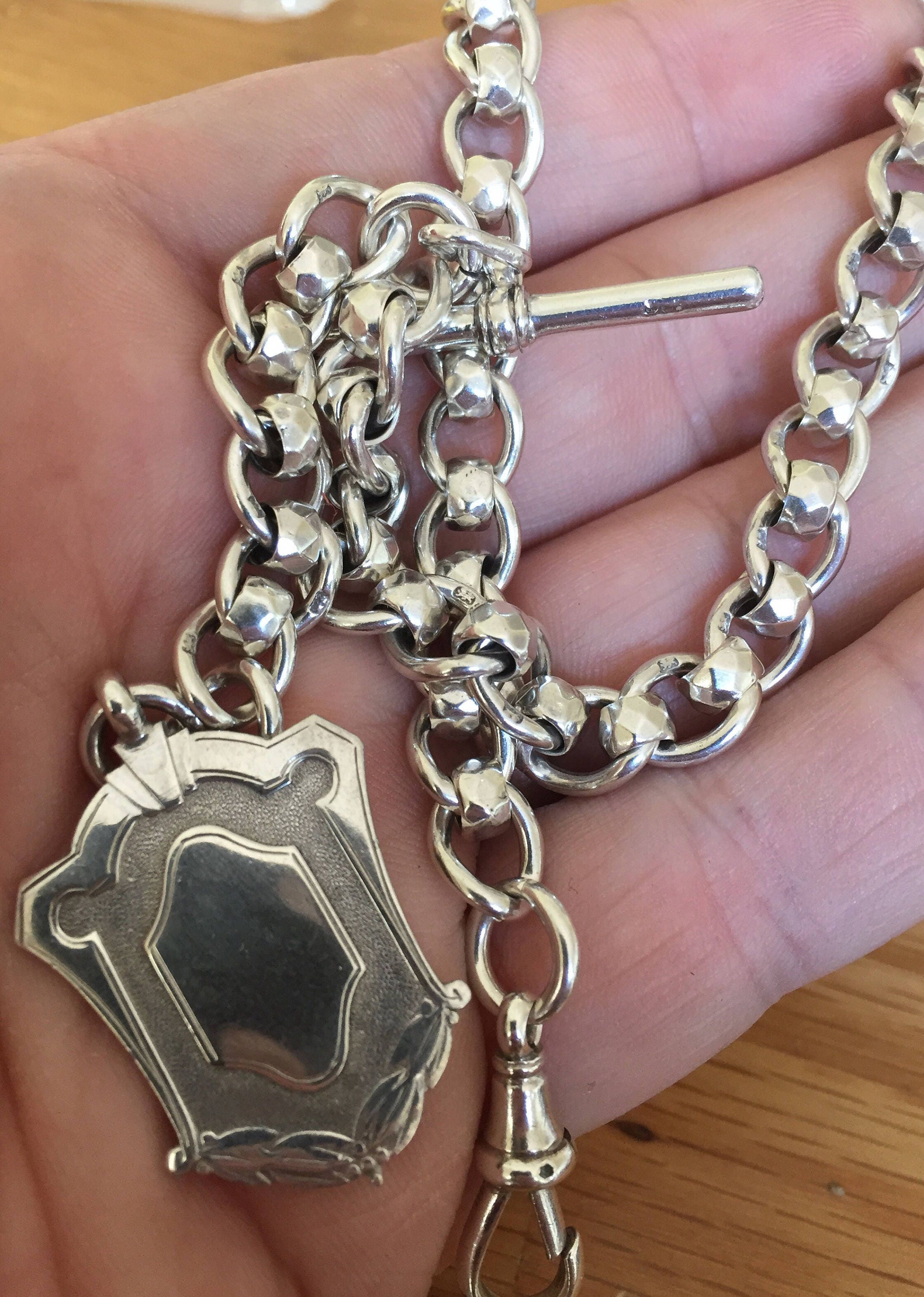 Stunning antique Sterling silver Albert chain - 1900 **reserved**